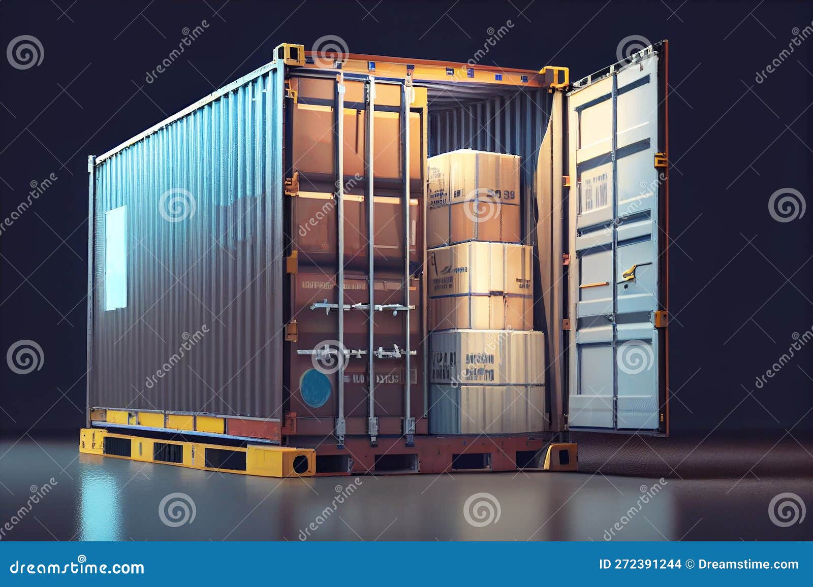 Cargo Container at the Logistics Warehouse Stock Illustration ...