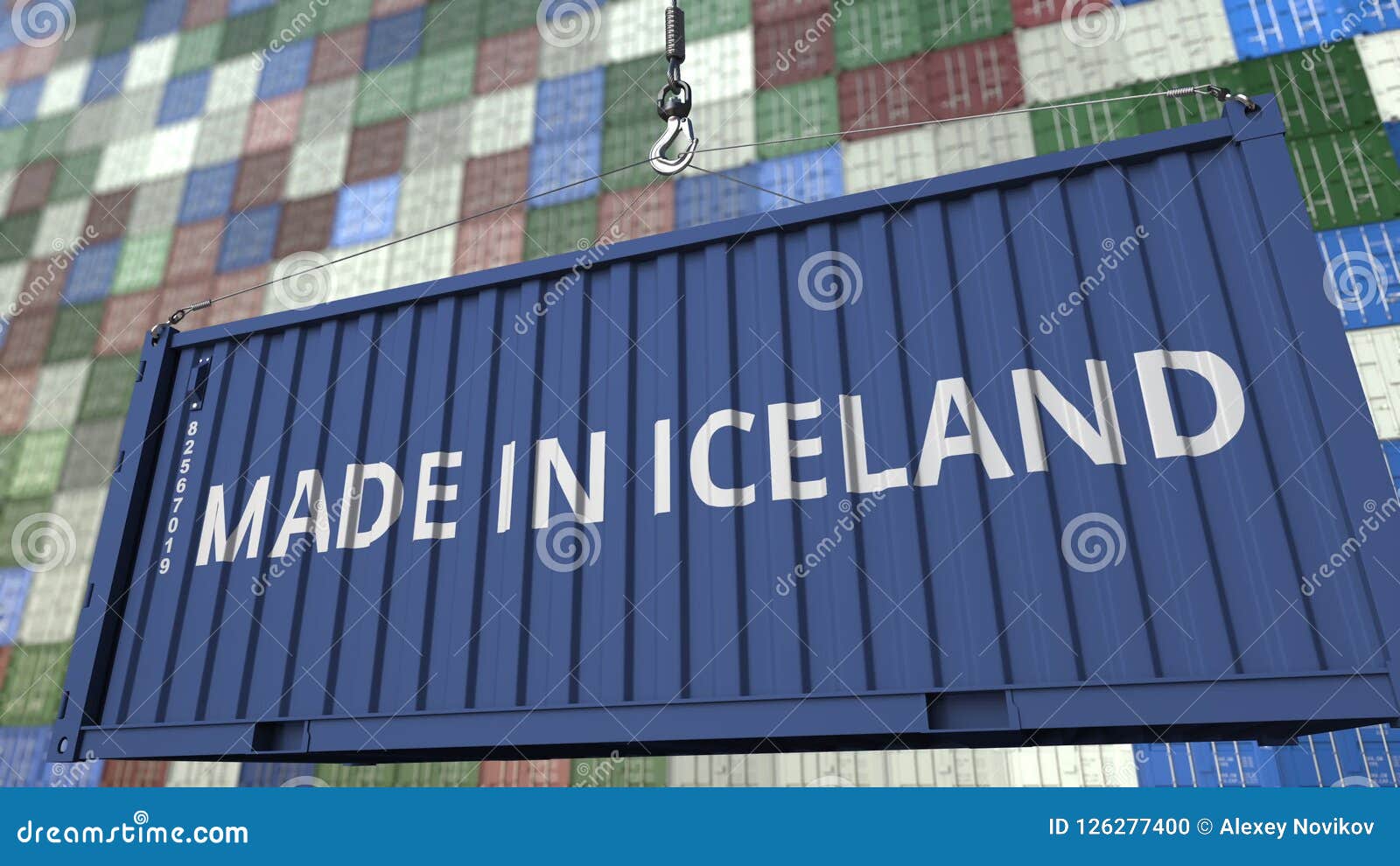 Cargo Container with Made in Iceland Caption. Icelandic Import or ...