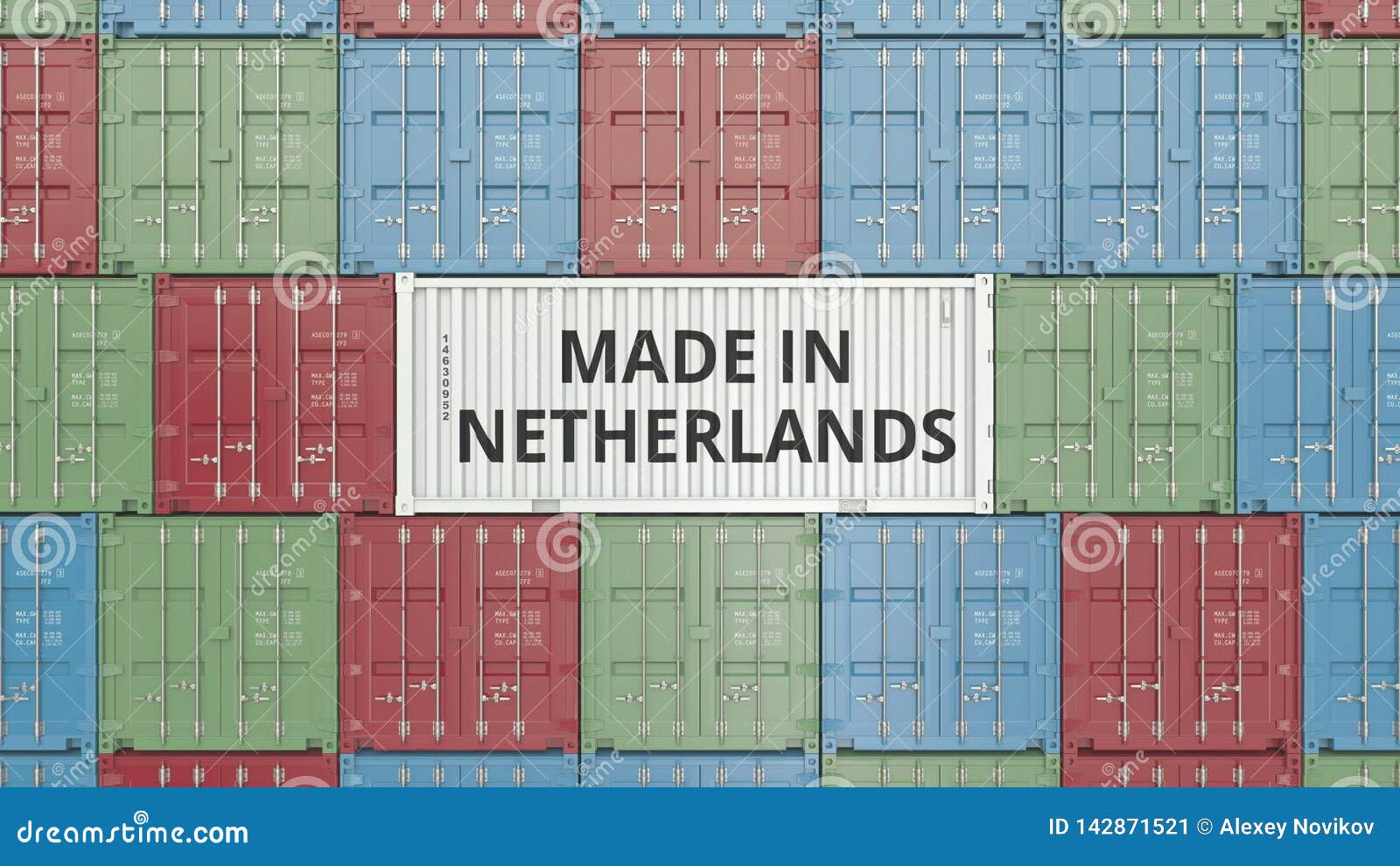 Cargo Container with MADE in NETHERLANDS Text. Dutch Import or Export ...