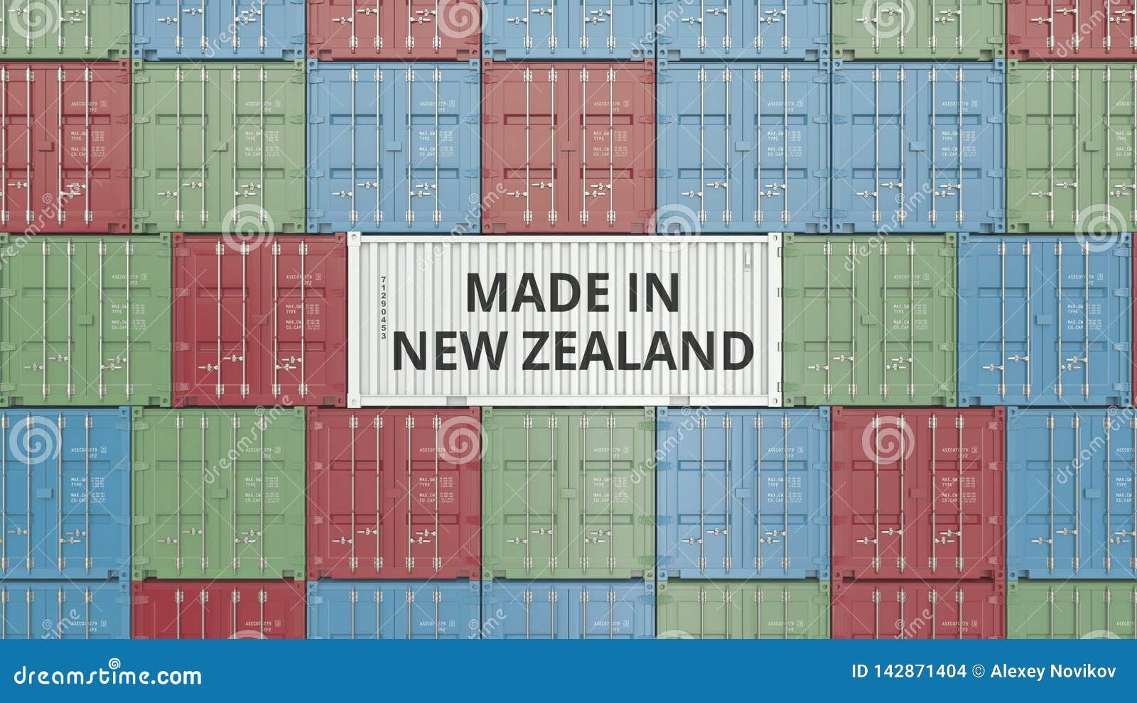 Cargo Container with MADE in NEW ZEALAND Text. Import or Export Related ...