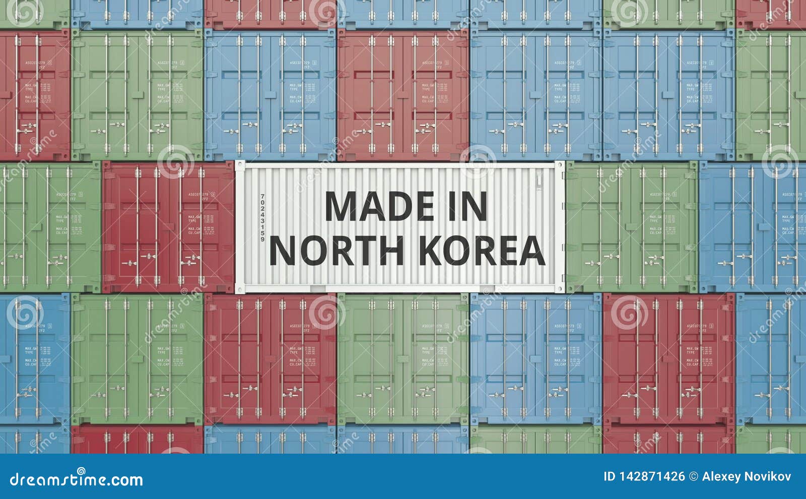 Cargo Container with MADE in NORTH KOREA Text. Korean Import or Export ...