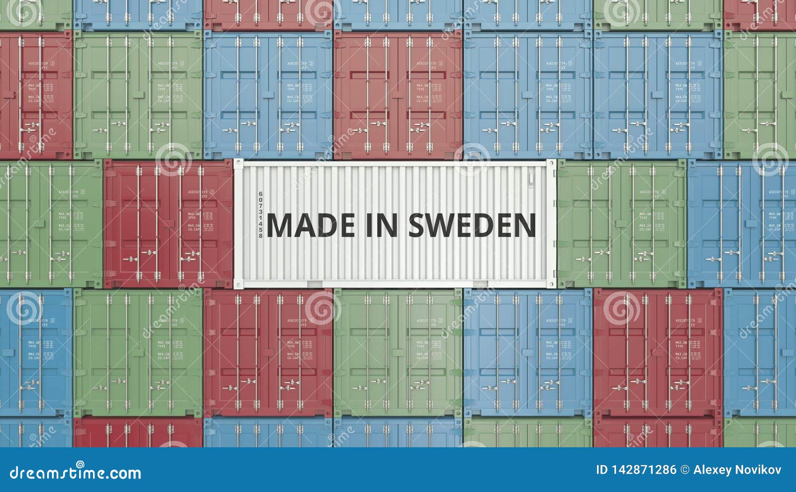Cargo Container with MADE in SWEDEN Text. Swedish Import or Export ...