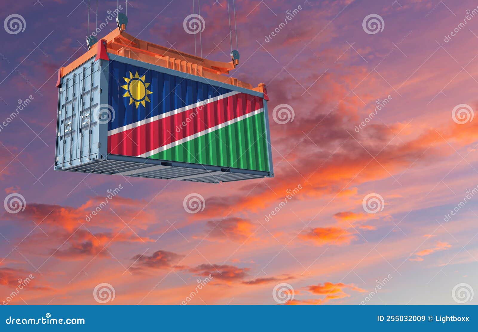 Cargo Container with Namibia National Flag Design. Stock Illustration ...