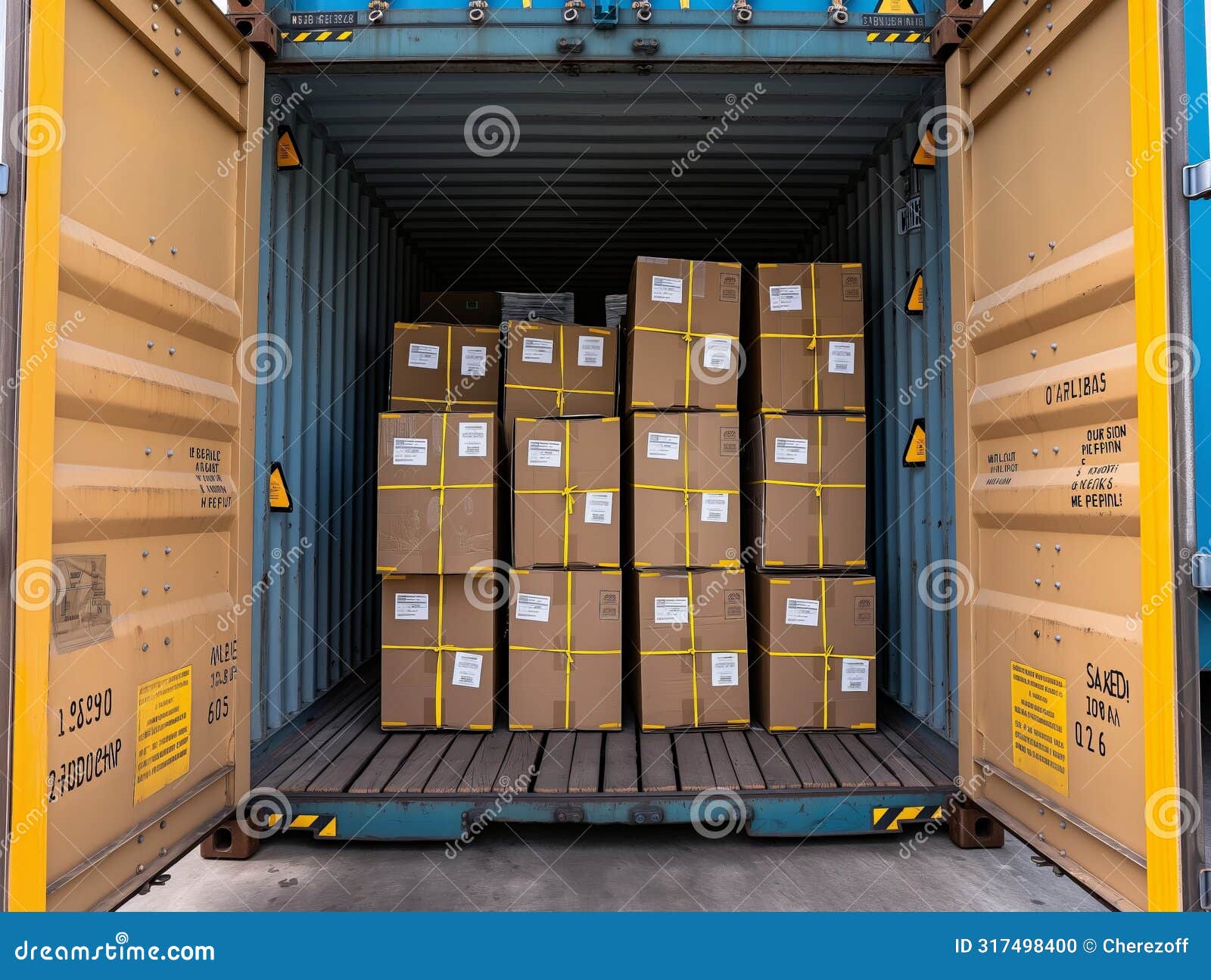 Cargo Container Packed with Boxes Stock Photo - Image of terminal ...