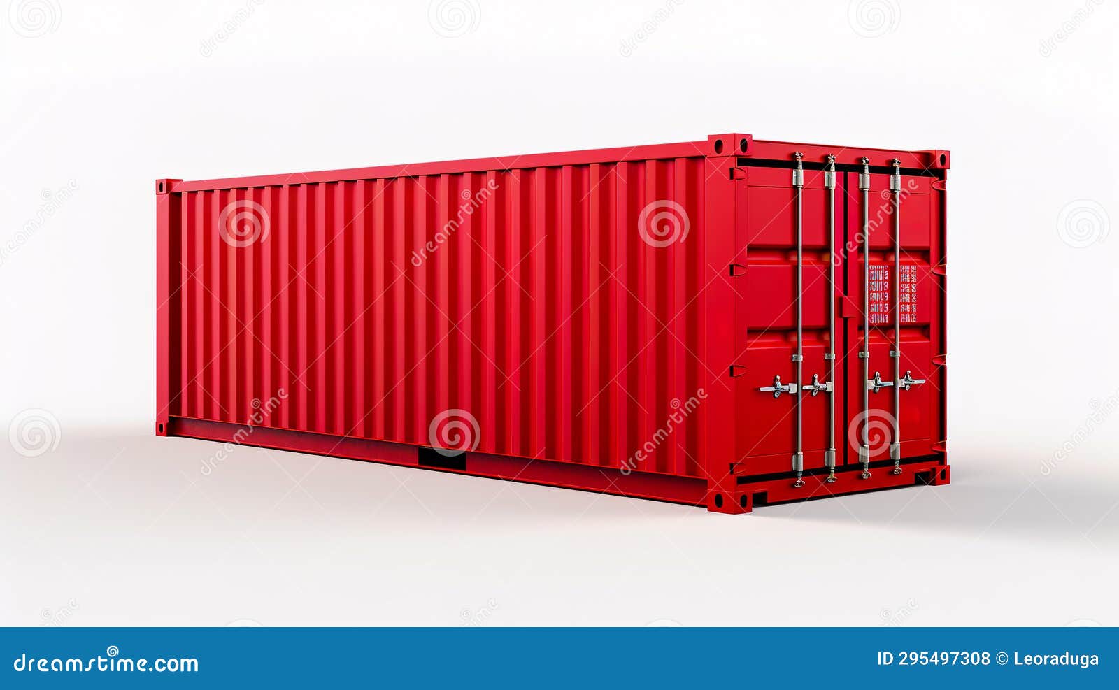 Cargo Container Red Long Isolated in White Stock Illustration ...