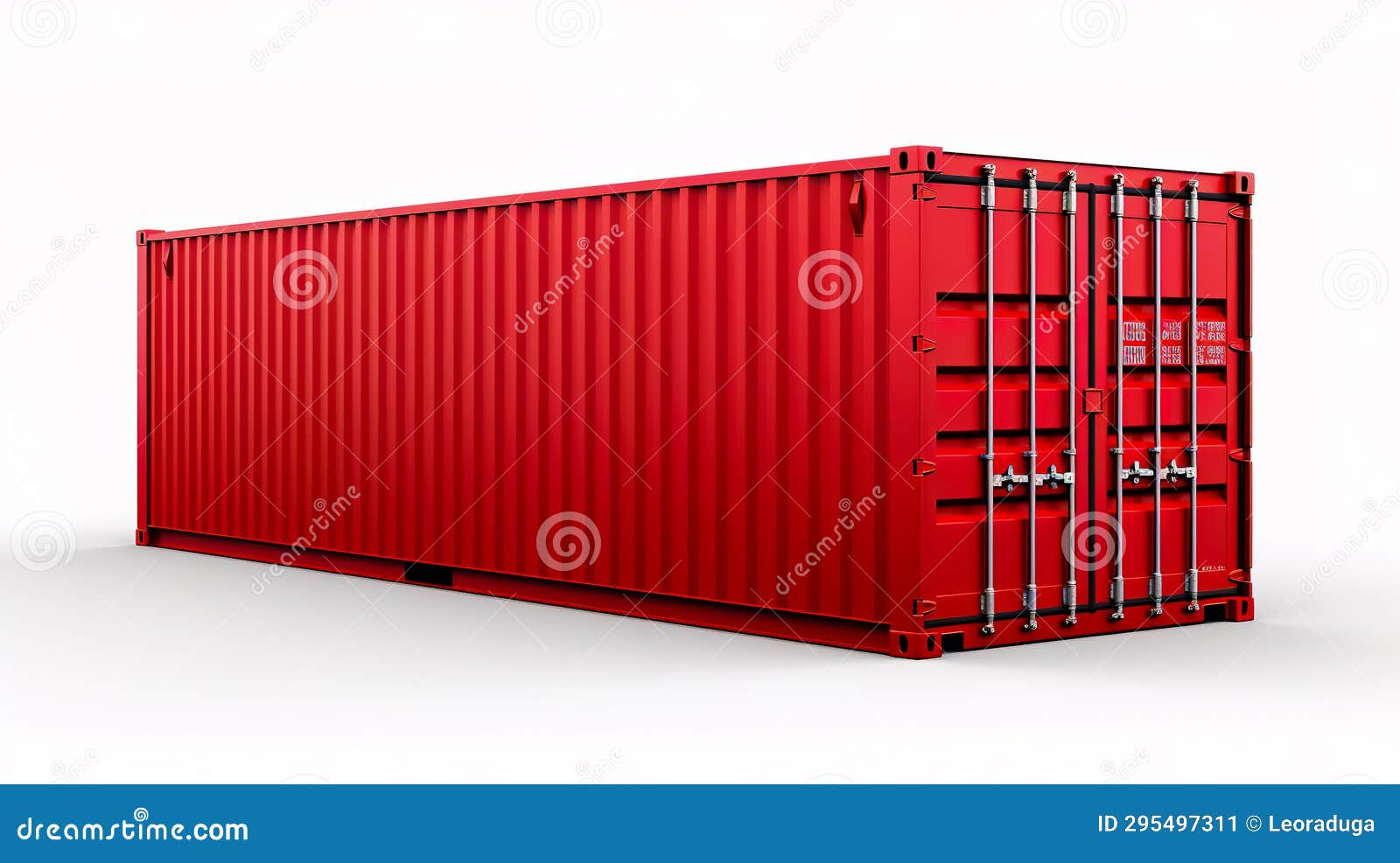 Cargo Container Red Long Isolated in White Stock Illustration ...