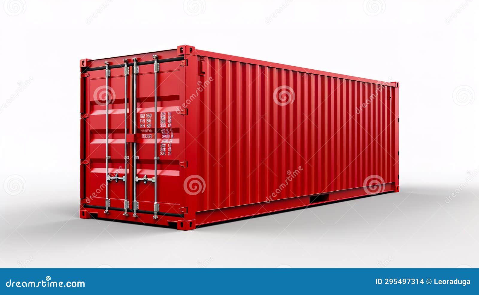 Cargo Container Red Long Isolated in White Stock Illustration ...