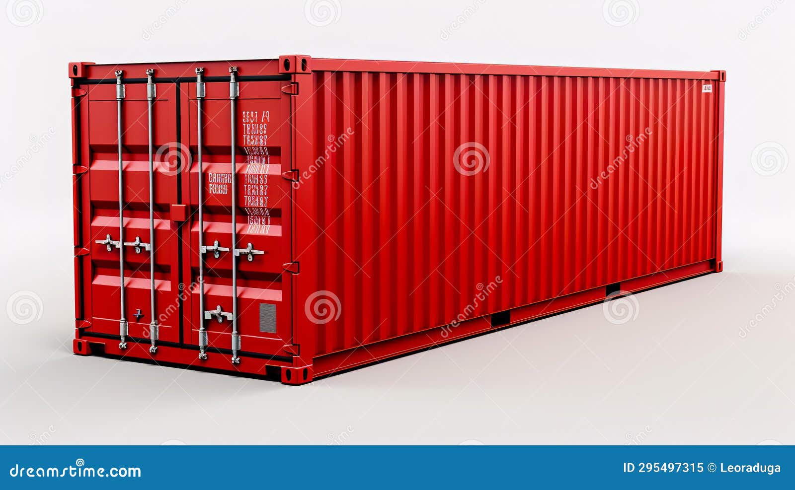 Cargo Container Red Long Isolated in White Stock Illustration ...