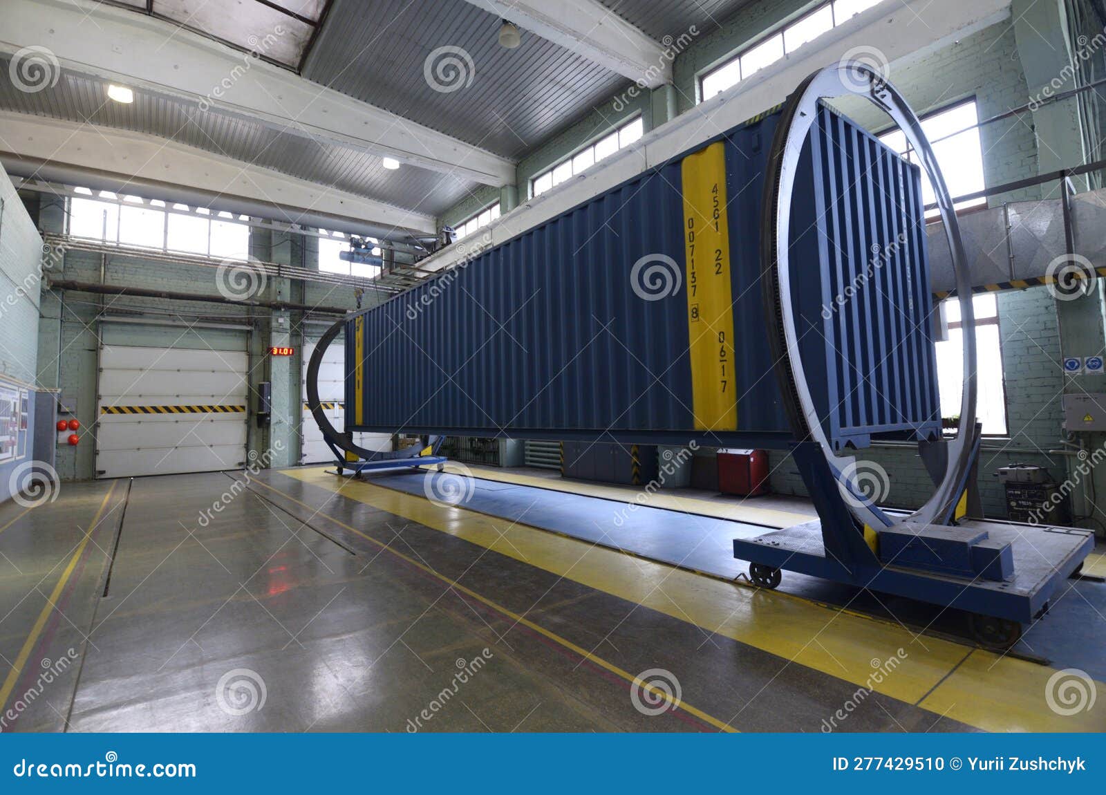 Cargo Container Set in a Frame of Rotating Machine for Repairing ...