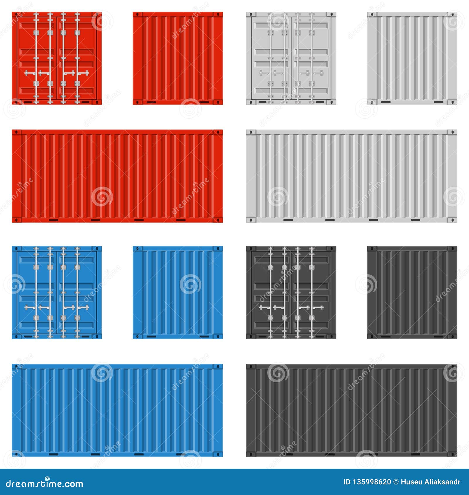 Cargo container set. stock vector. Illustration of merchandise - 135998620