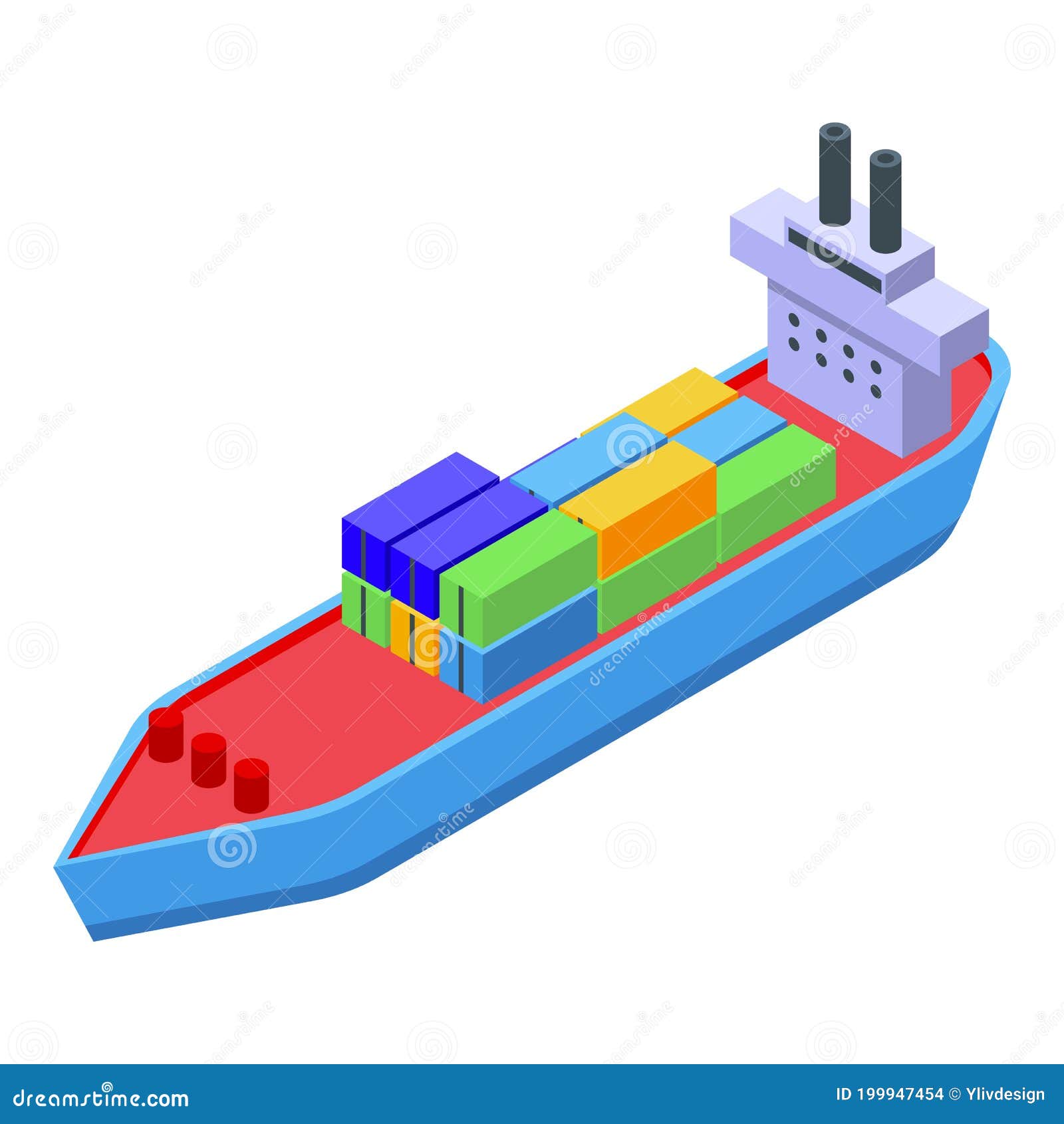 Cargo Container Ship Icon, Isometric Style Stock Vector - Illustration ...