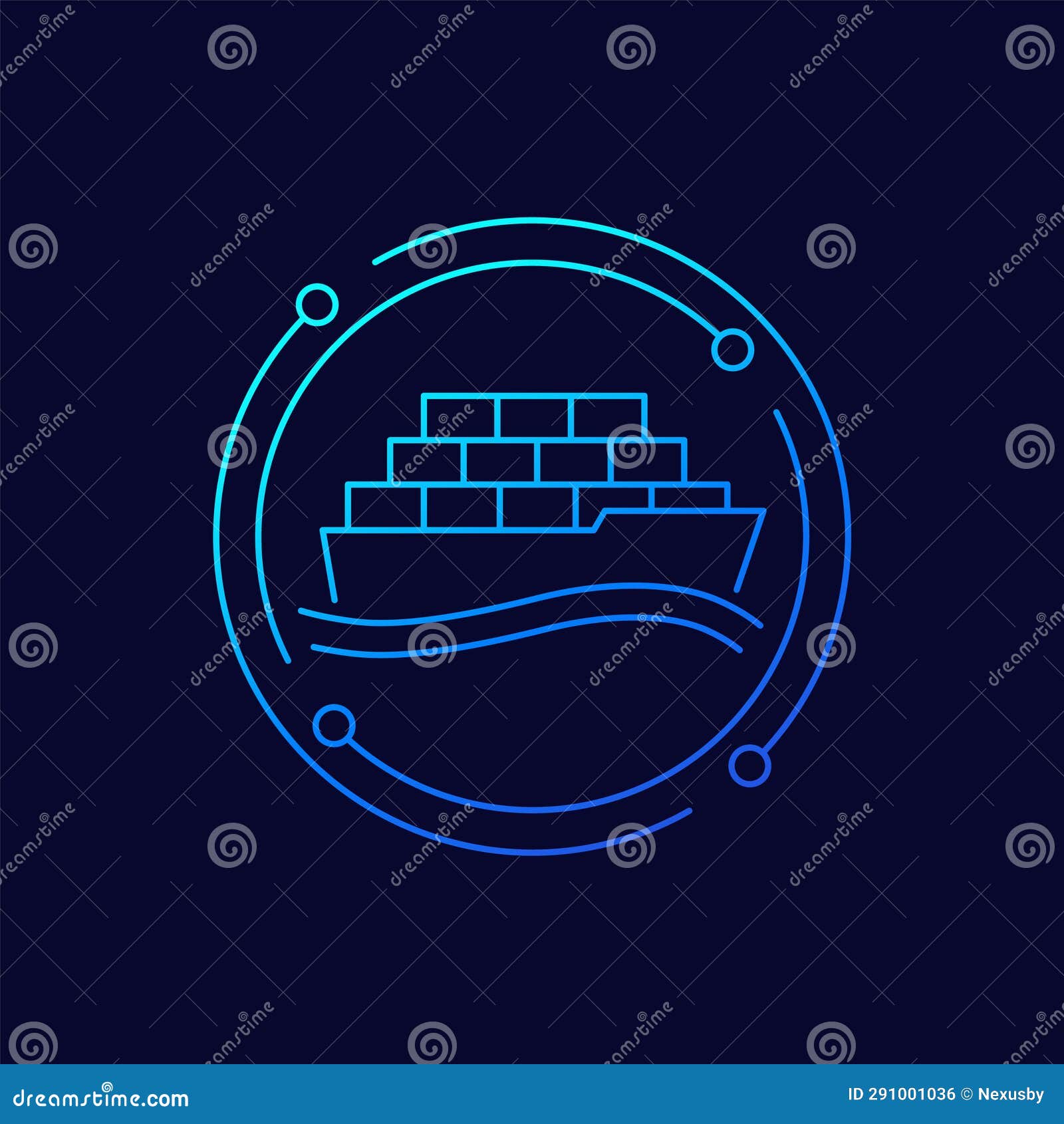 Cargo Container Ship Icon, Maritime Transport Stock Illustration ...