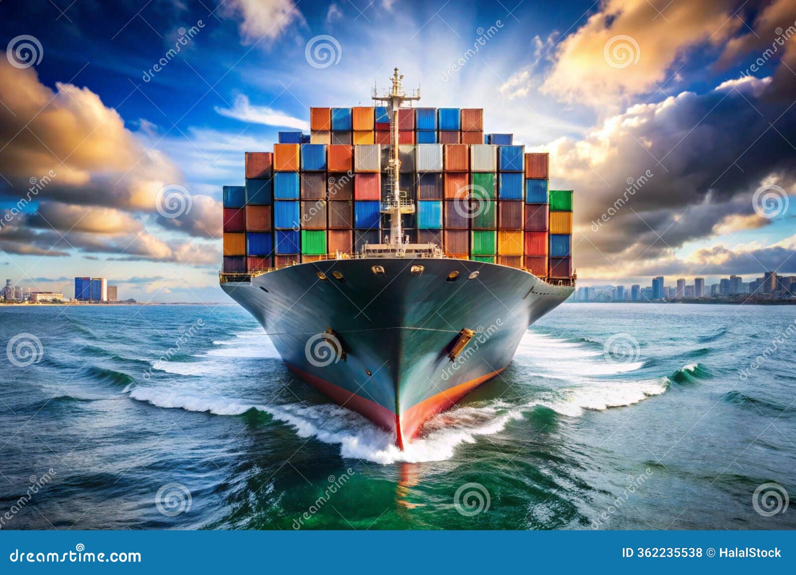 Cargo Container Ship for Import Export Logistics Stock Illustration ...