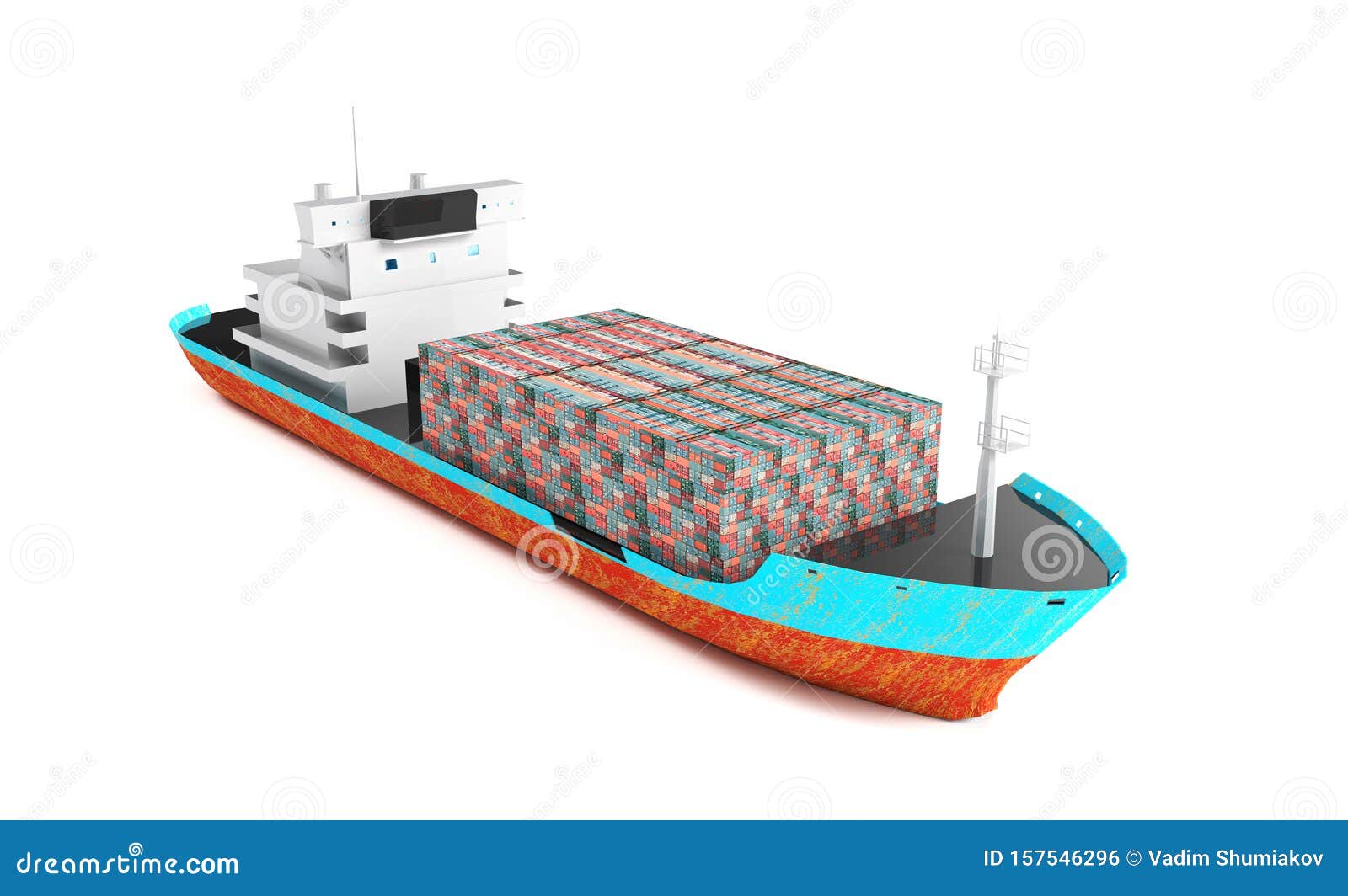 Cargo Container Ship Isolated 3d Render Stock Illustration ...