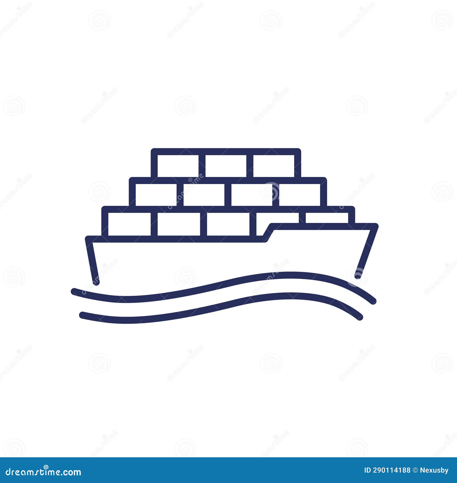 Cargo Container Ship Line Icon, Maritime Transport Stock Vector ...