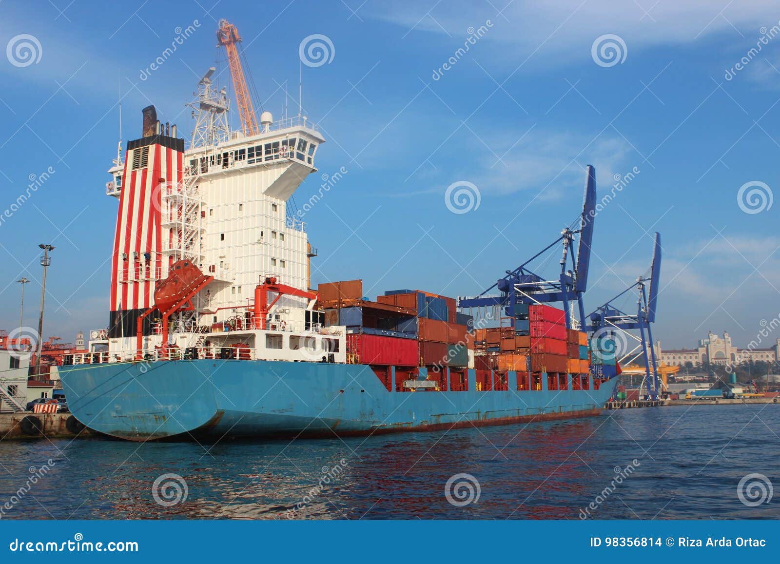 Cargo Container Ship Loading Stock Photo - Image of shipping, harbor ...