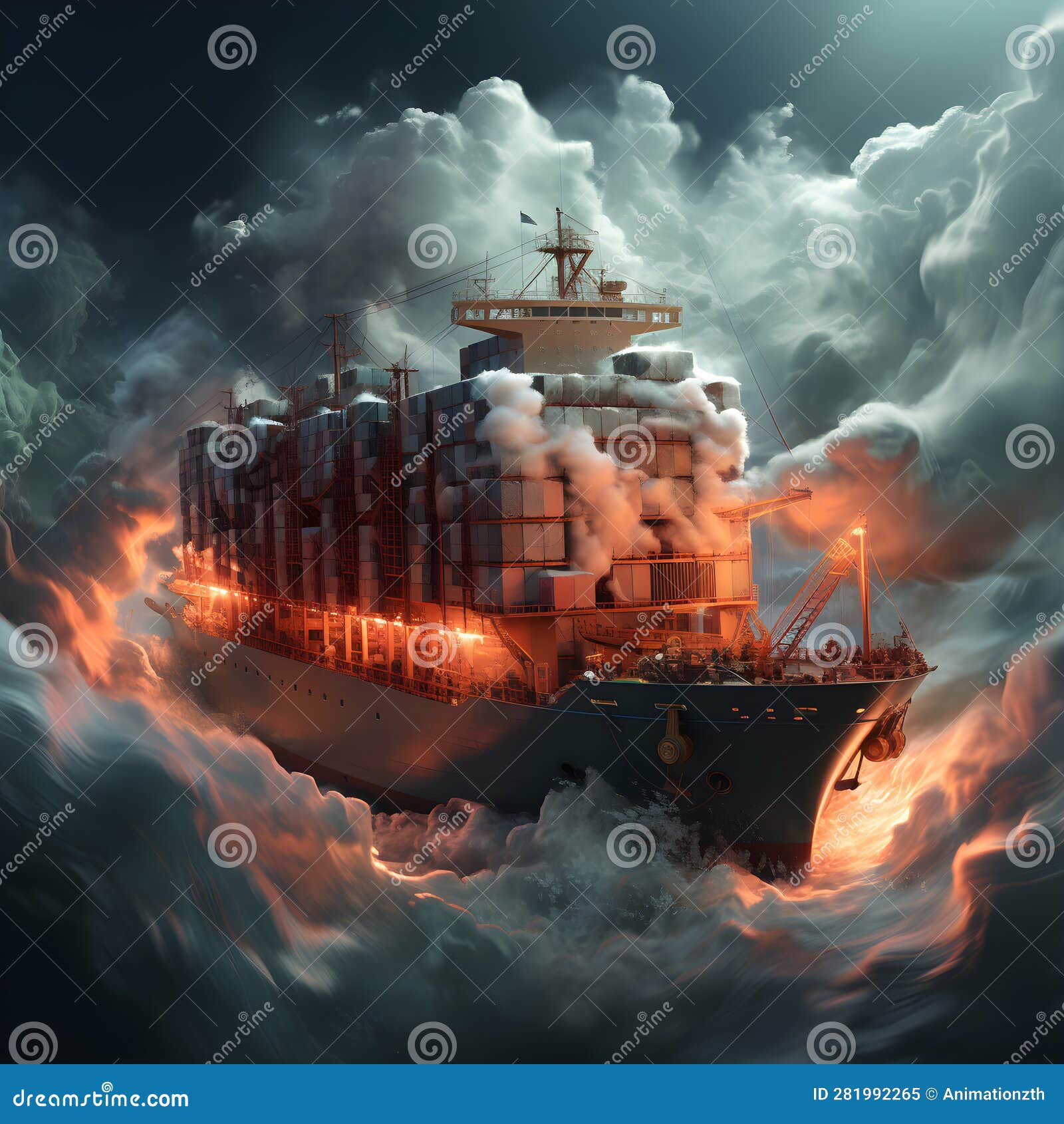 Intricate 2D Isometric Rendering of Cargo Ship Sailing through Dense ...
