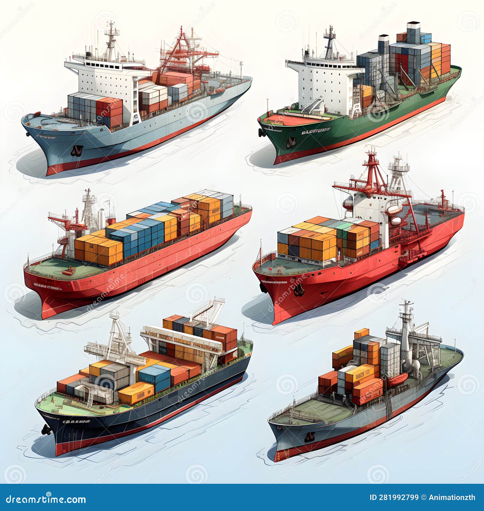 Diverse Ships In Bustling Port City Stock Image | CartoonDealer.com ...