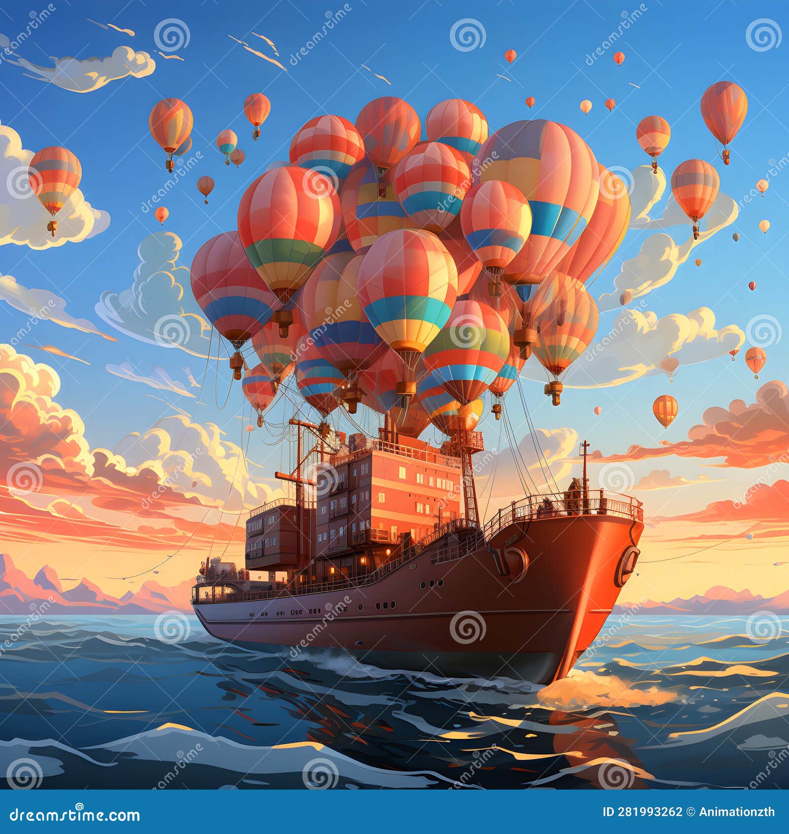 Whimsical 2D Isometric Illustration of Container Floating in Mid-air ...
