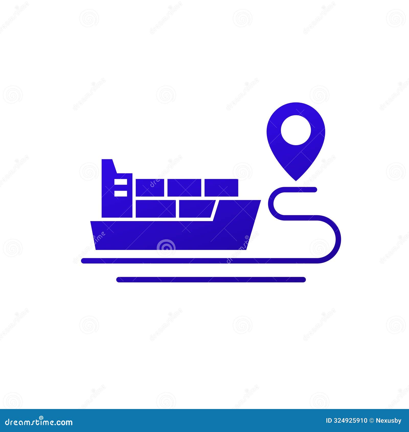 Cargo Container Ship, Maritime Route Icon Stock Illustration ...