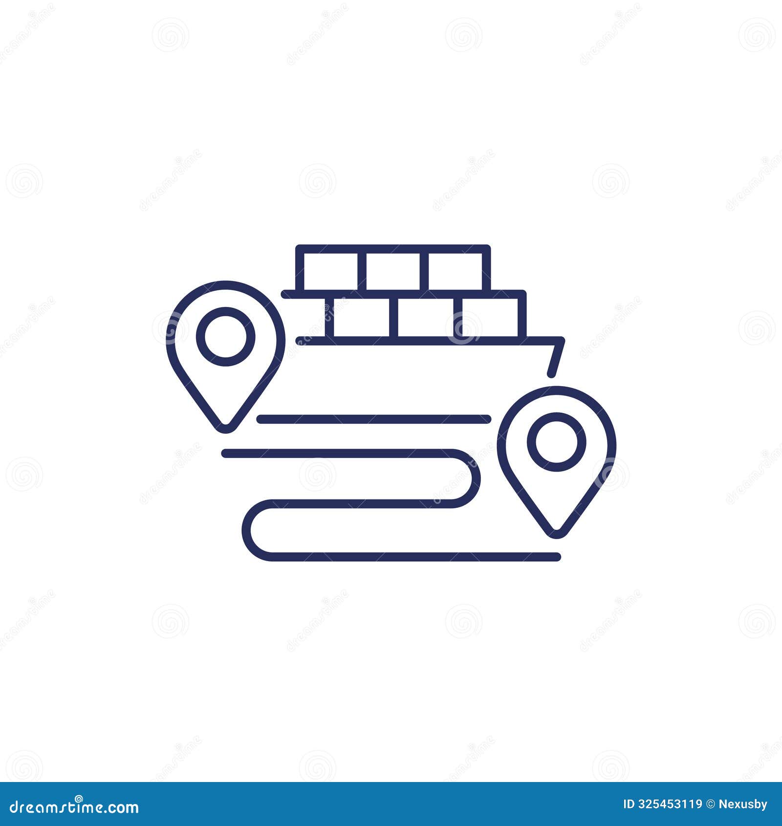 Cargo Container Ship and Maritime Route Line Icon Stock Vector ...