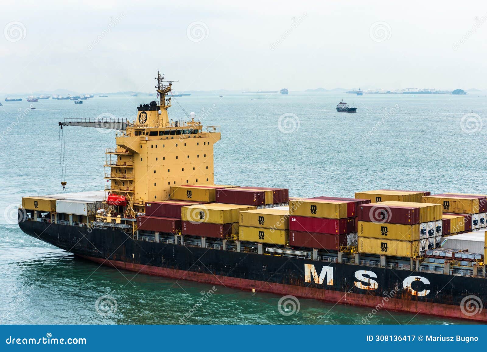 Cargo Container Ship Owned by MSC, Departing from Singapore. Editorial ...