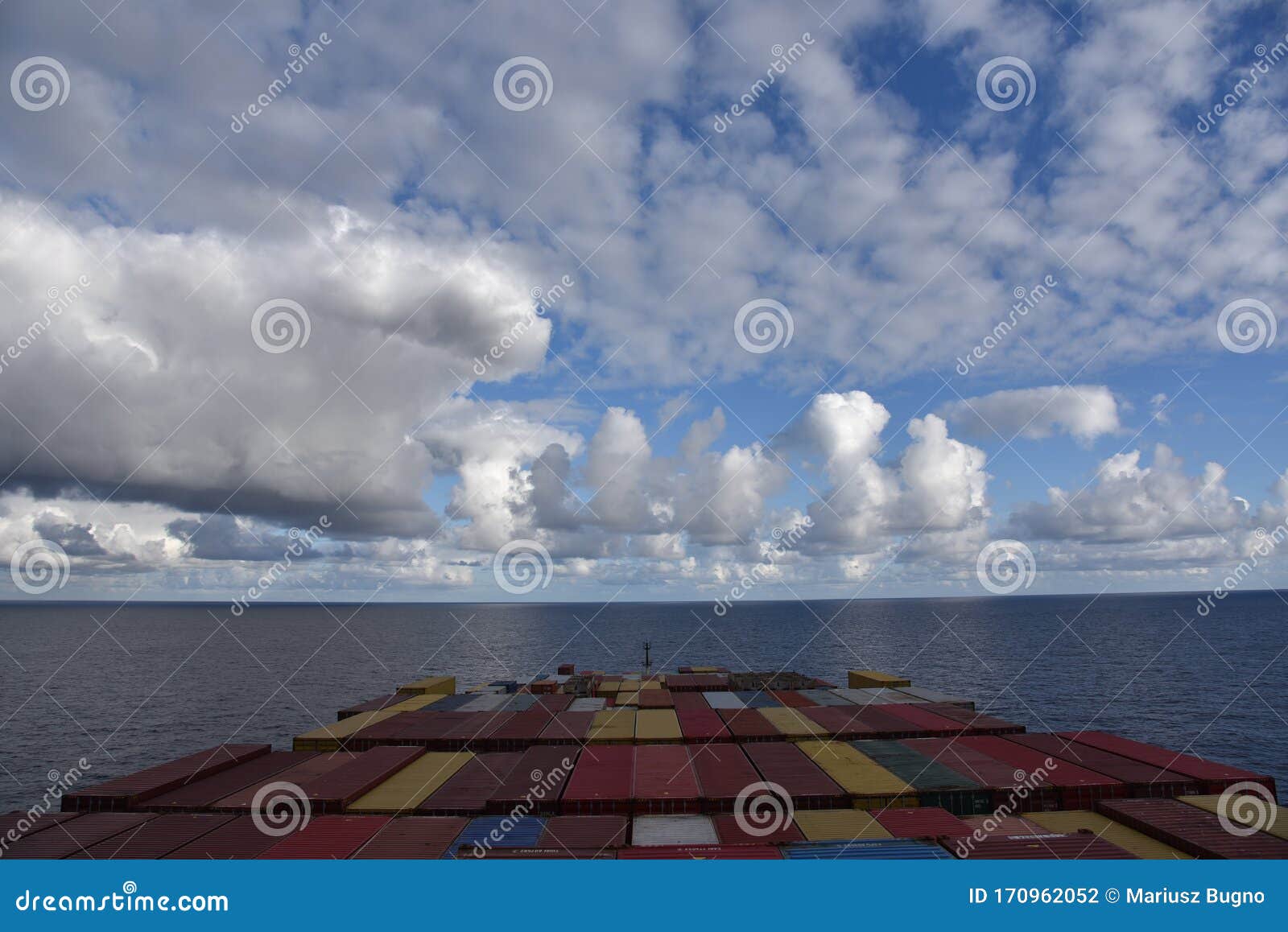 Cargo Container Ship Sailing through the Calm Ocean. Stock Photo ...