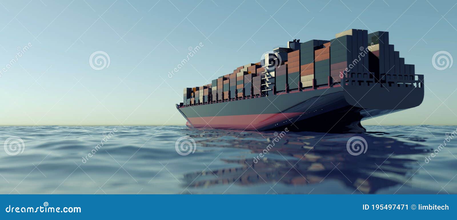 Cargo Container Ship at the Sea. Extremely Detailed and Realistic High ...