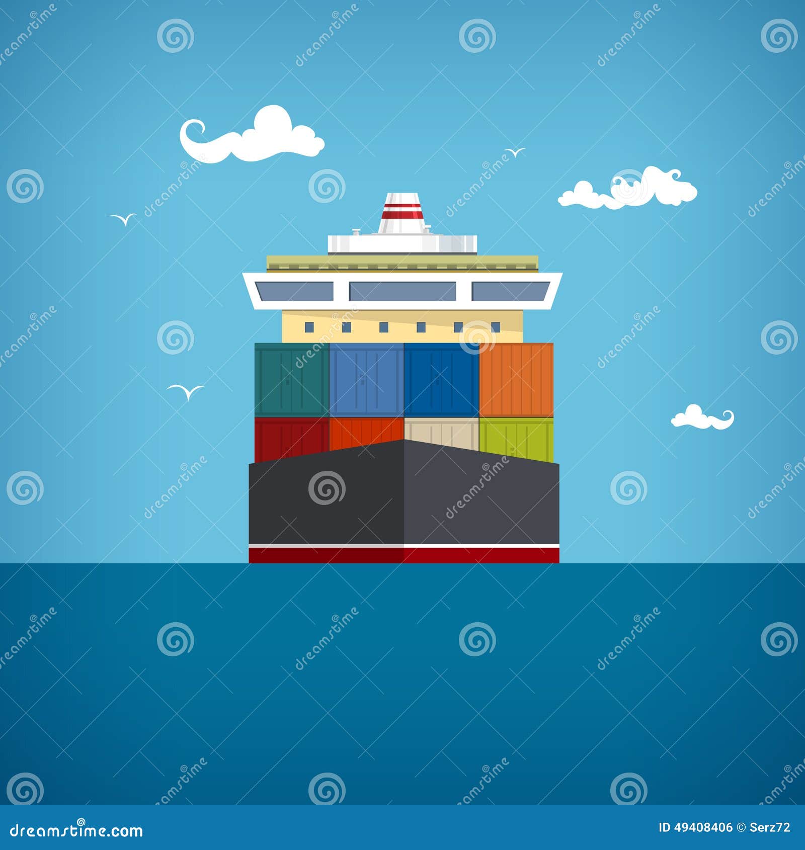Cargo Container Ship, Vector Illustration Stock Vector - Illustration ...