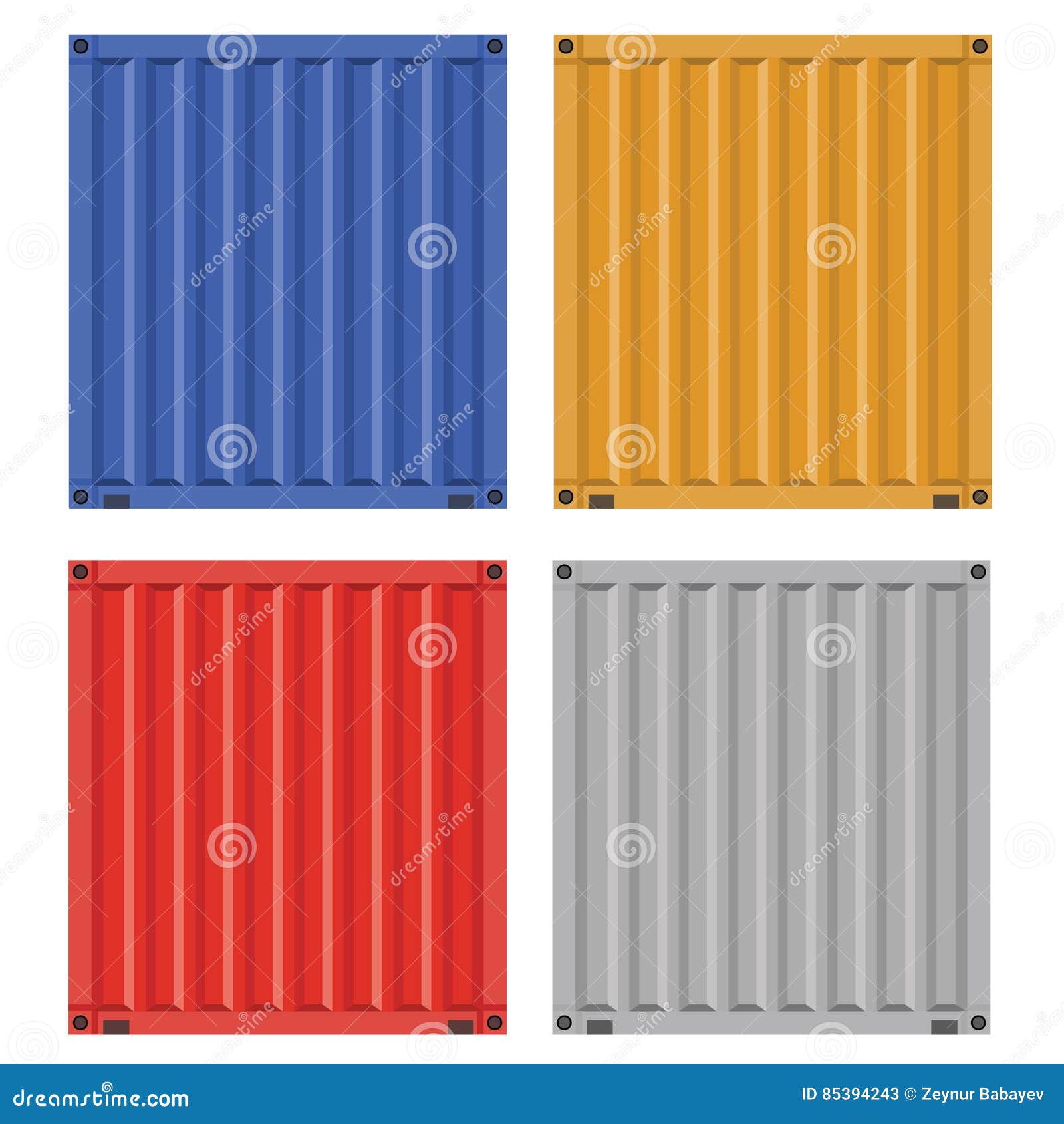 Cargo Container for Shipping with Flat Solid Color Design Stock Vector ...