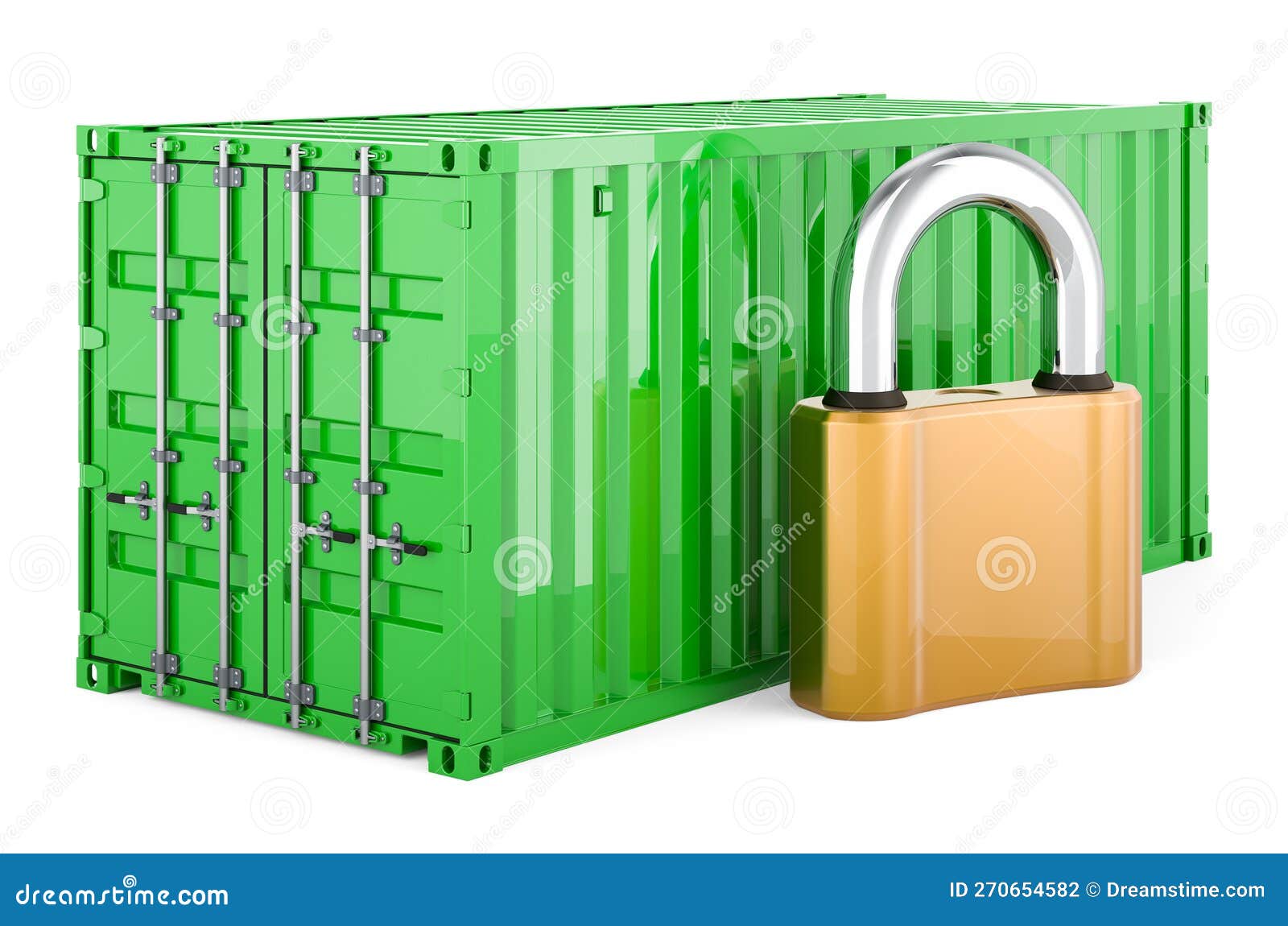 Cargo Container Shipping Freight with Padlock, 3D Rendering Stock ...