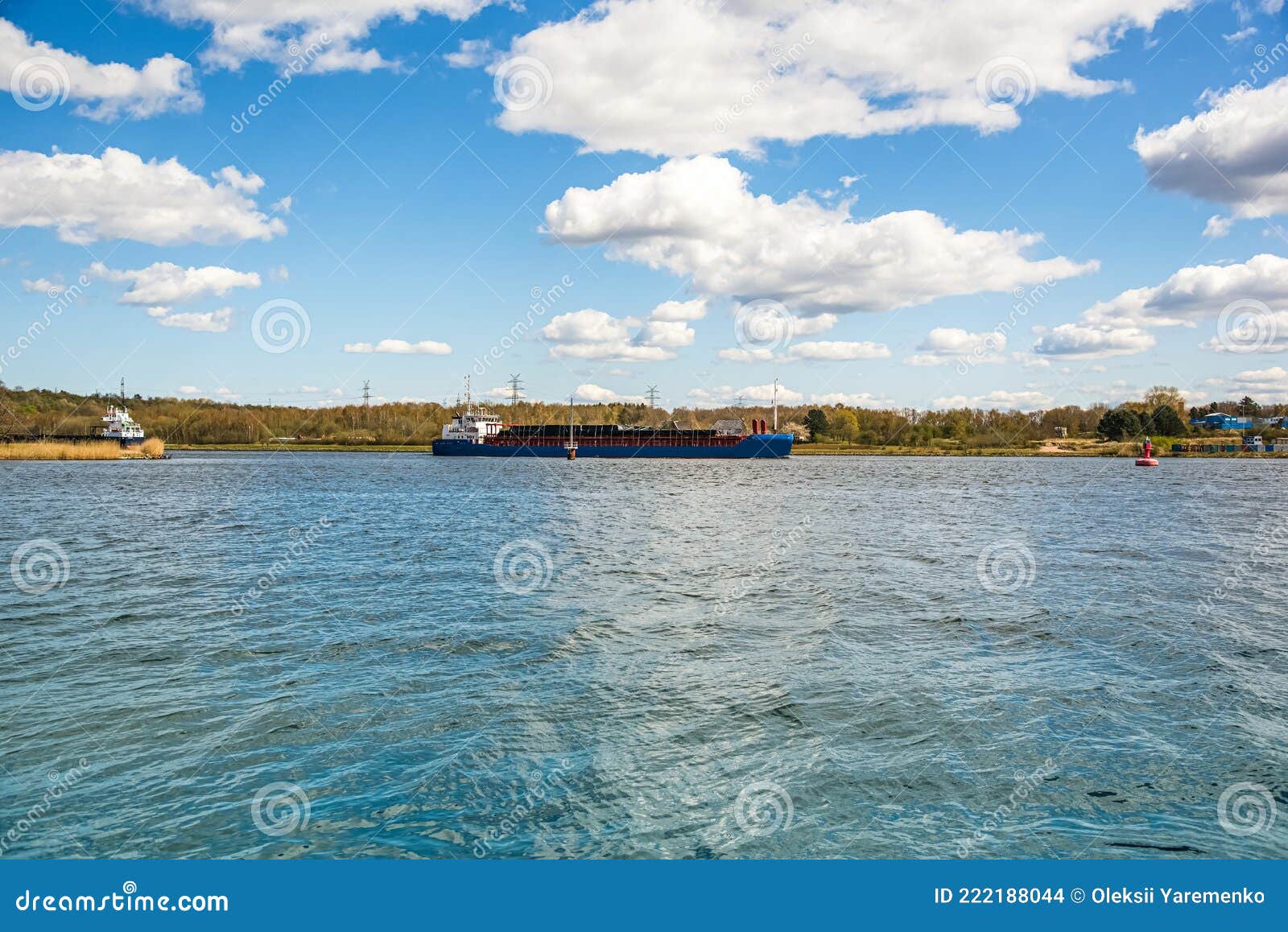 Cargo Container Ships on the River Stock Photo - Image of import ...