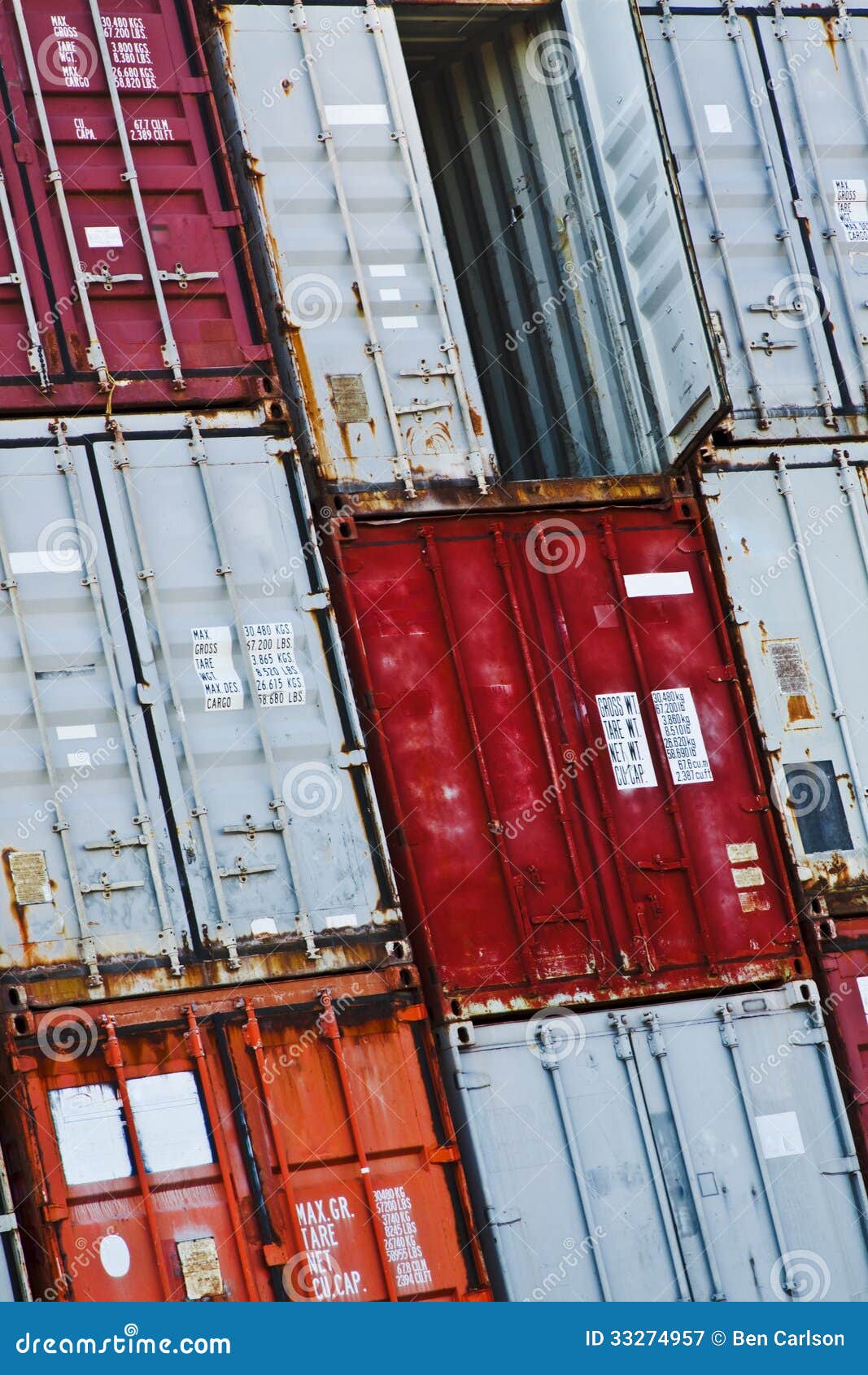 Cargo Container Slant Open Door Stock Image - Image of tilted, slanted ...