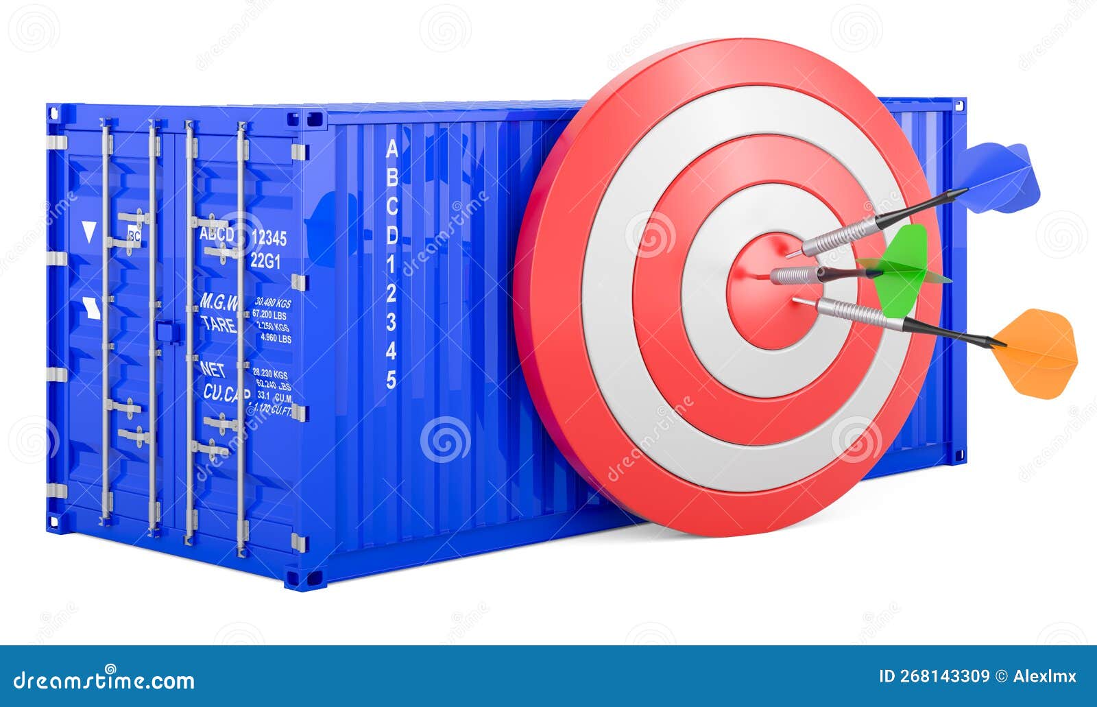 Cargo Container with Target with Arrows. 3D Rendering Stock ...