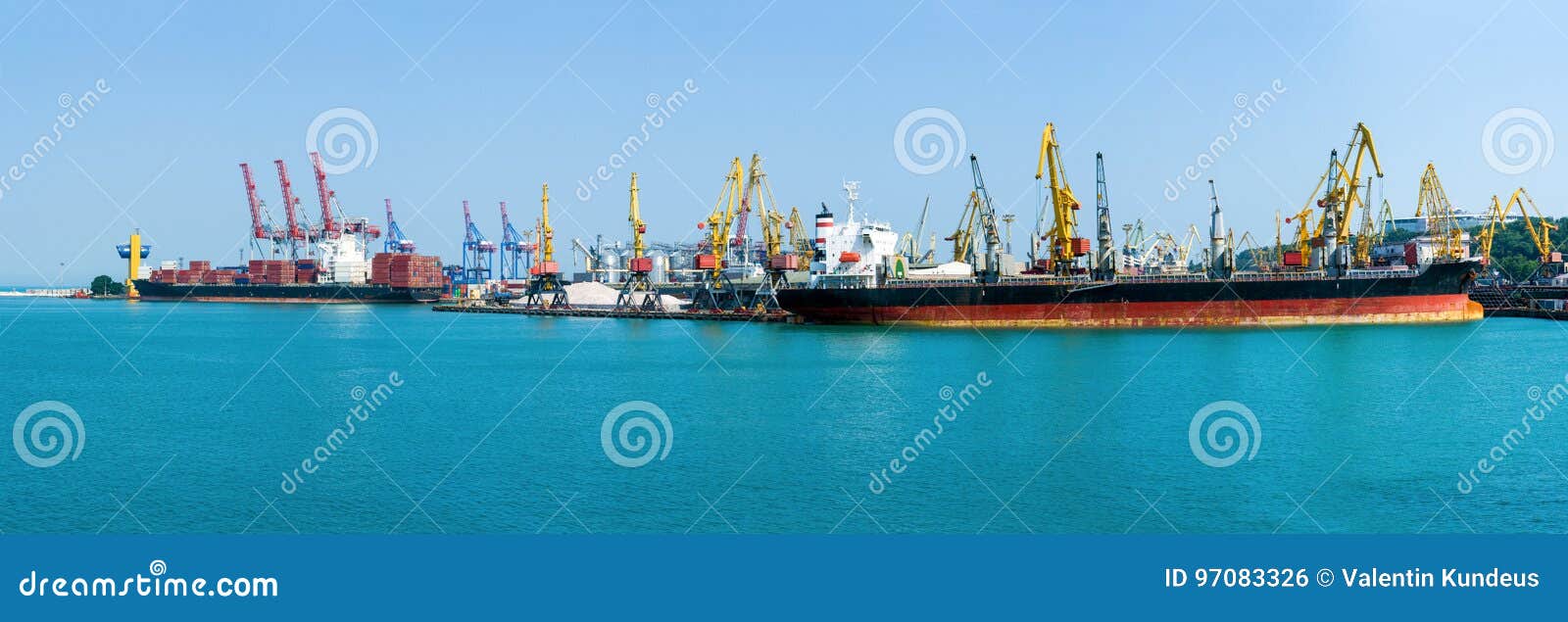Cargo Container Terminal of Sea Freight Industrial Port. Large Grain ...