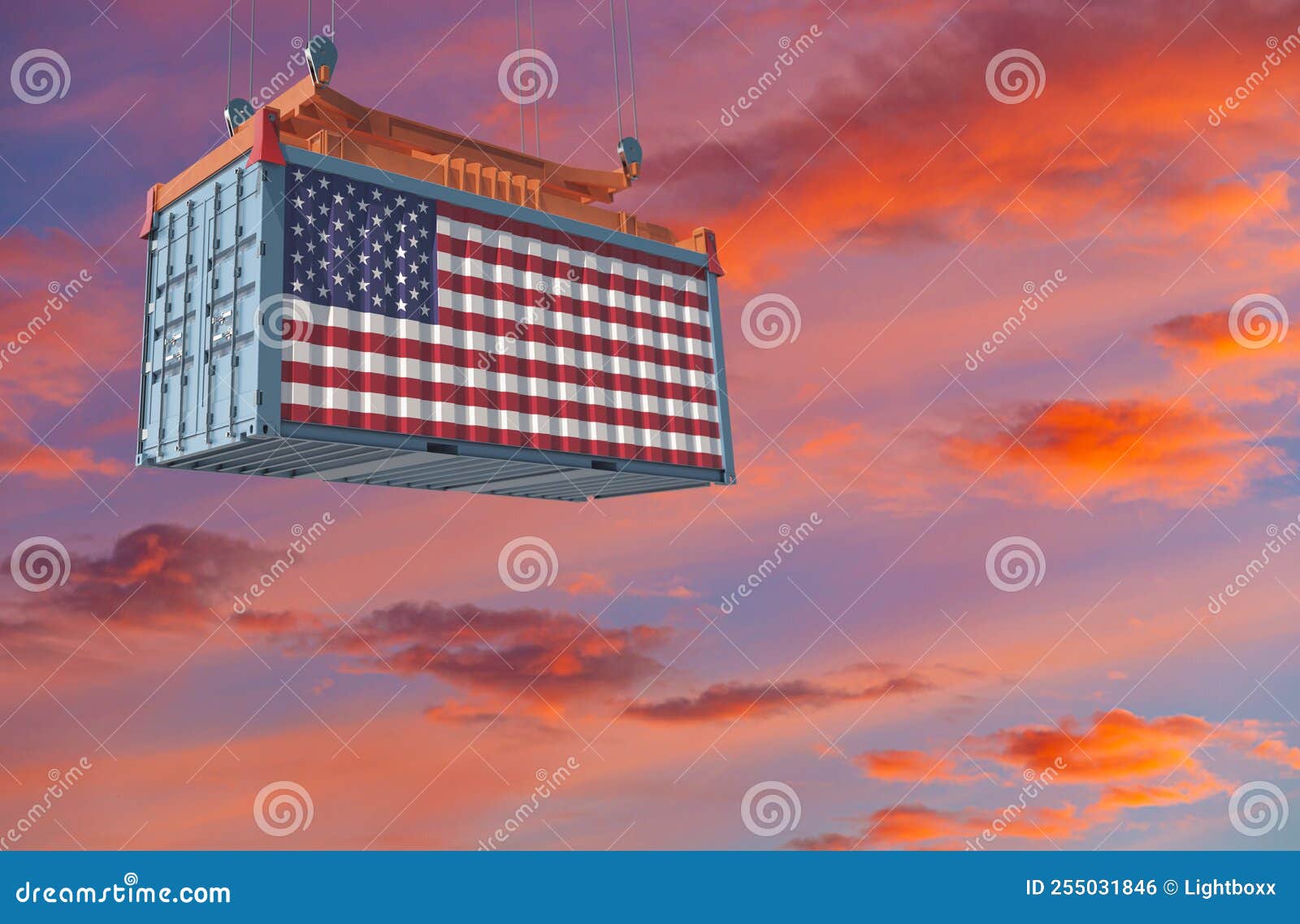 Cargo Container with USA National Flag Design. Stock Illustration ...