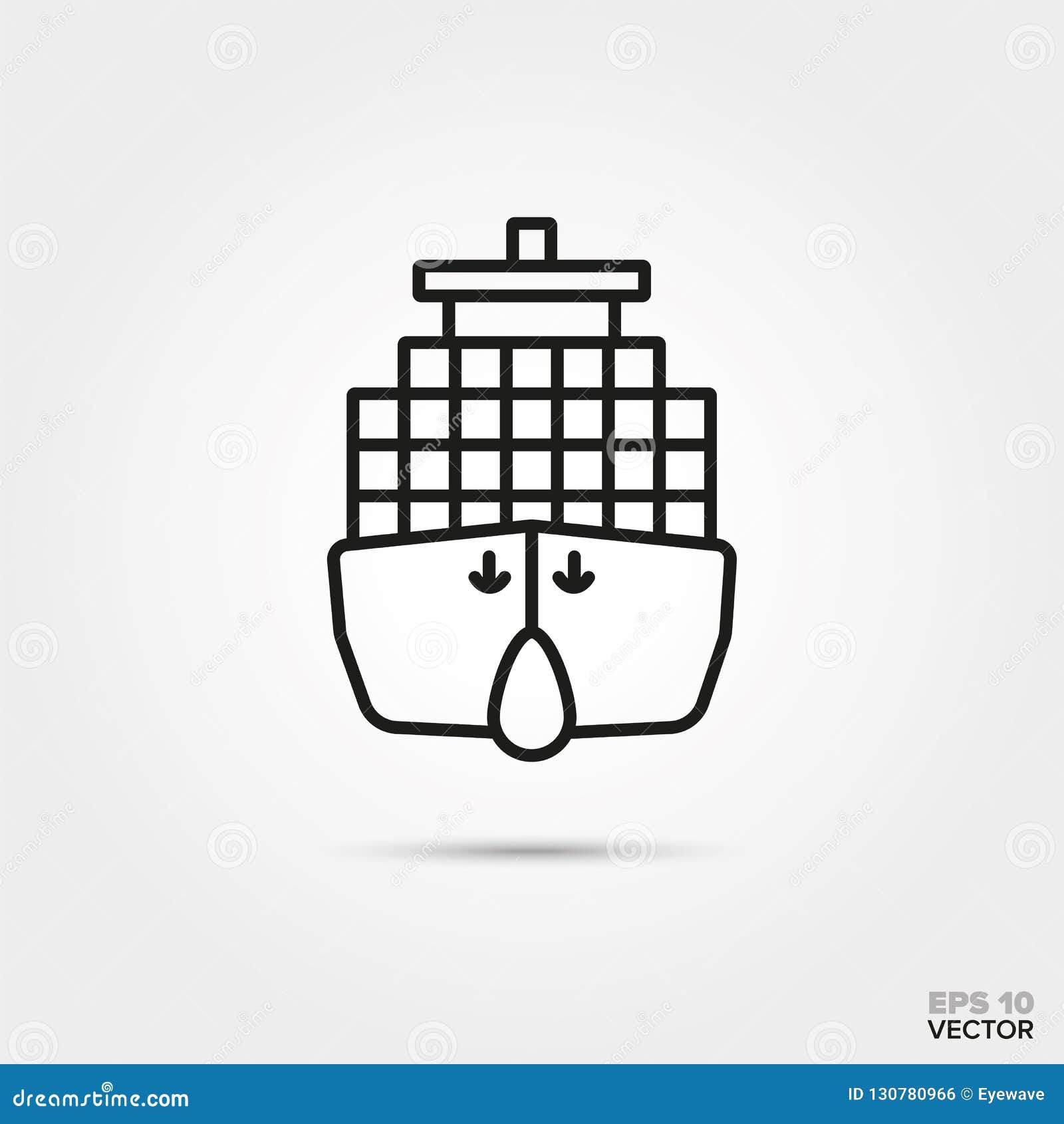 Container Ship Vector Icon. Stock Vector - Illustration of icon, black ...