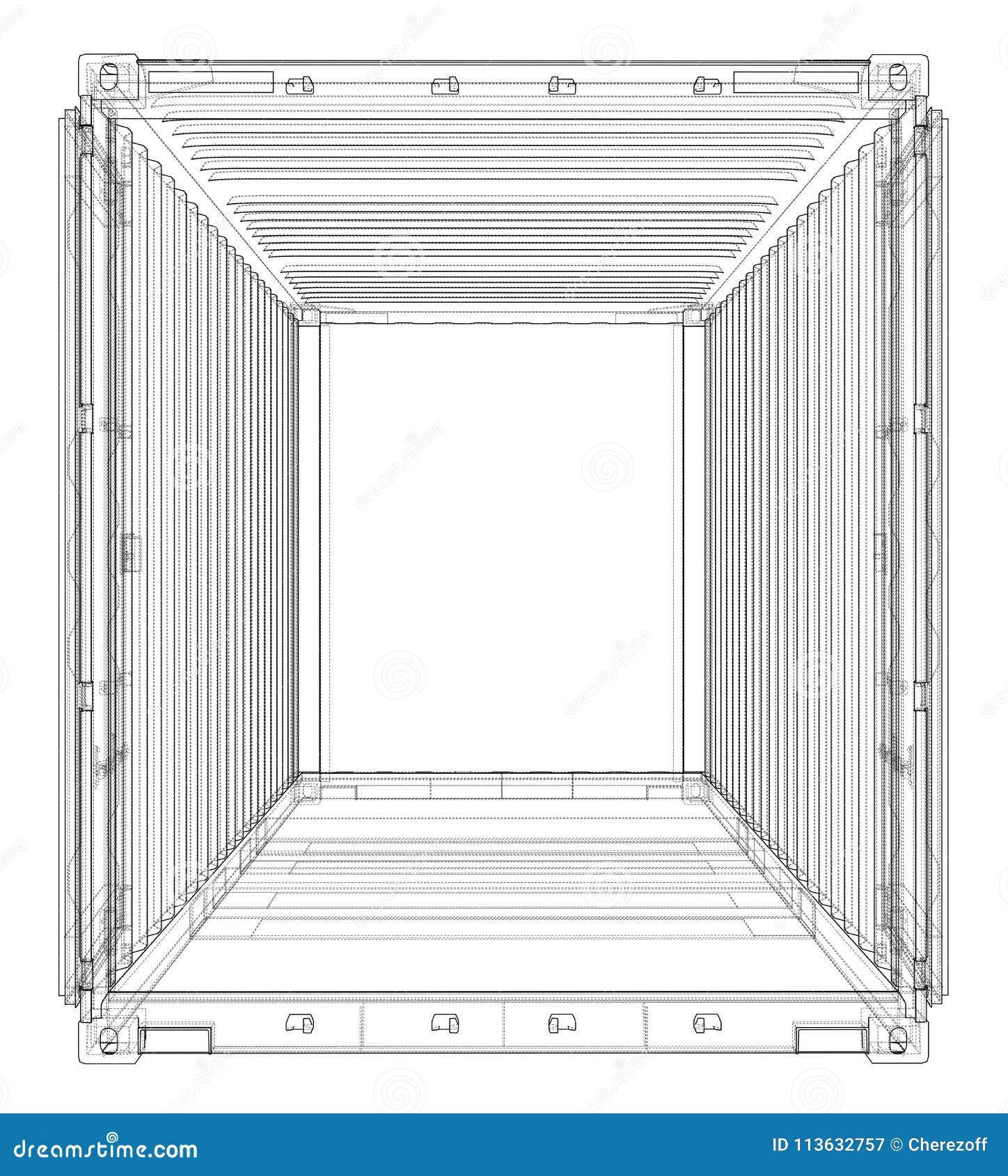 Cargo Container. Wire-frame Style Stock Illustration - Illustration of ...