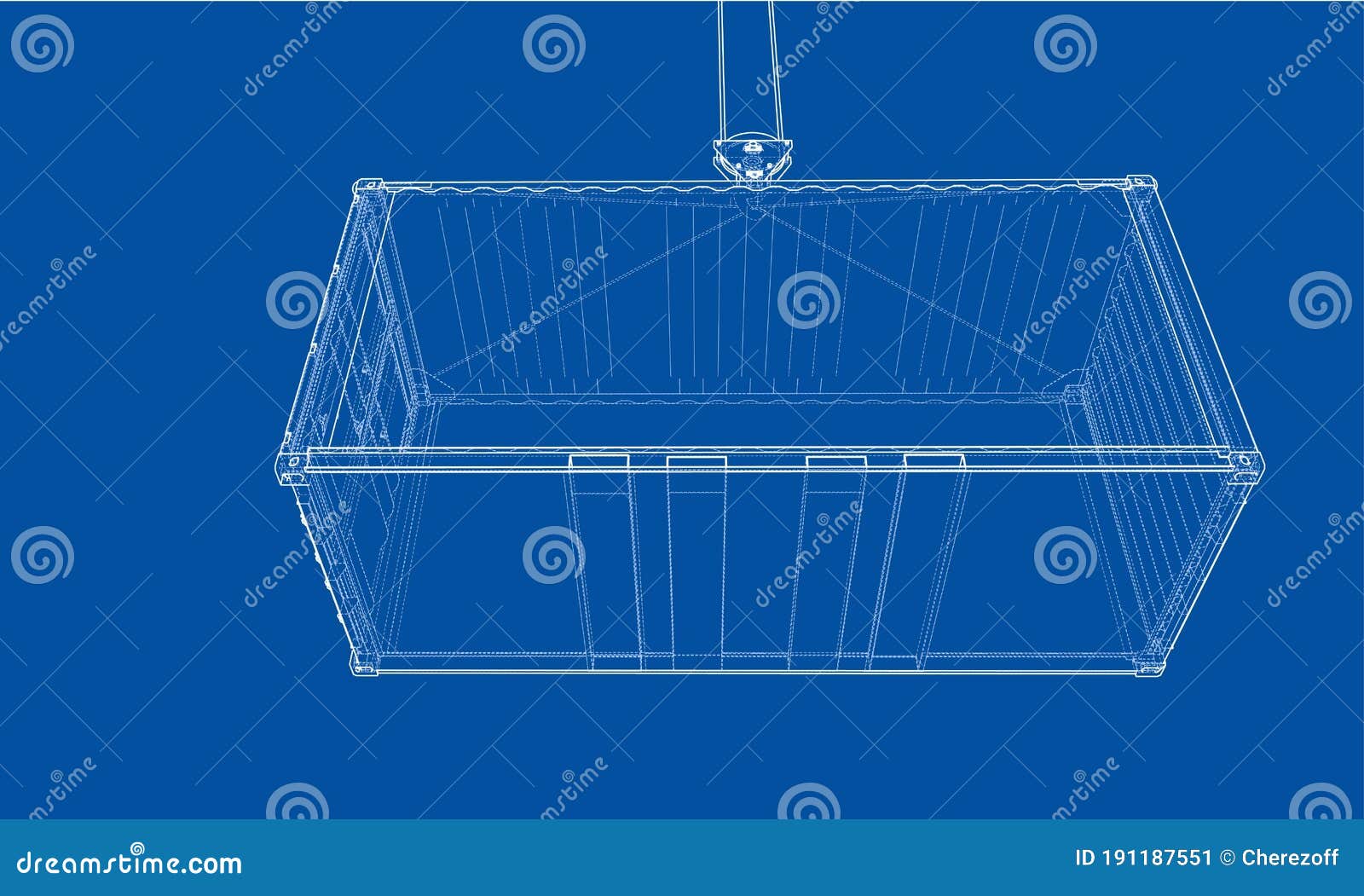 Cargo Container. Wire-frame Style Stock Illustration - Illustration of ...