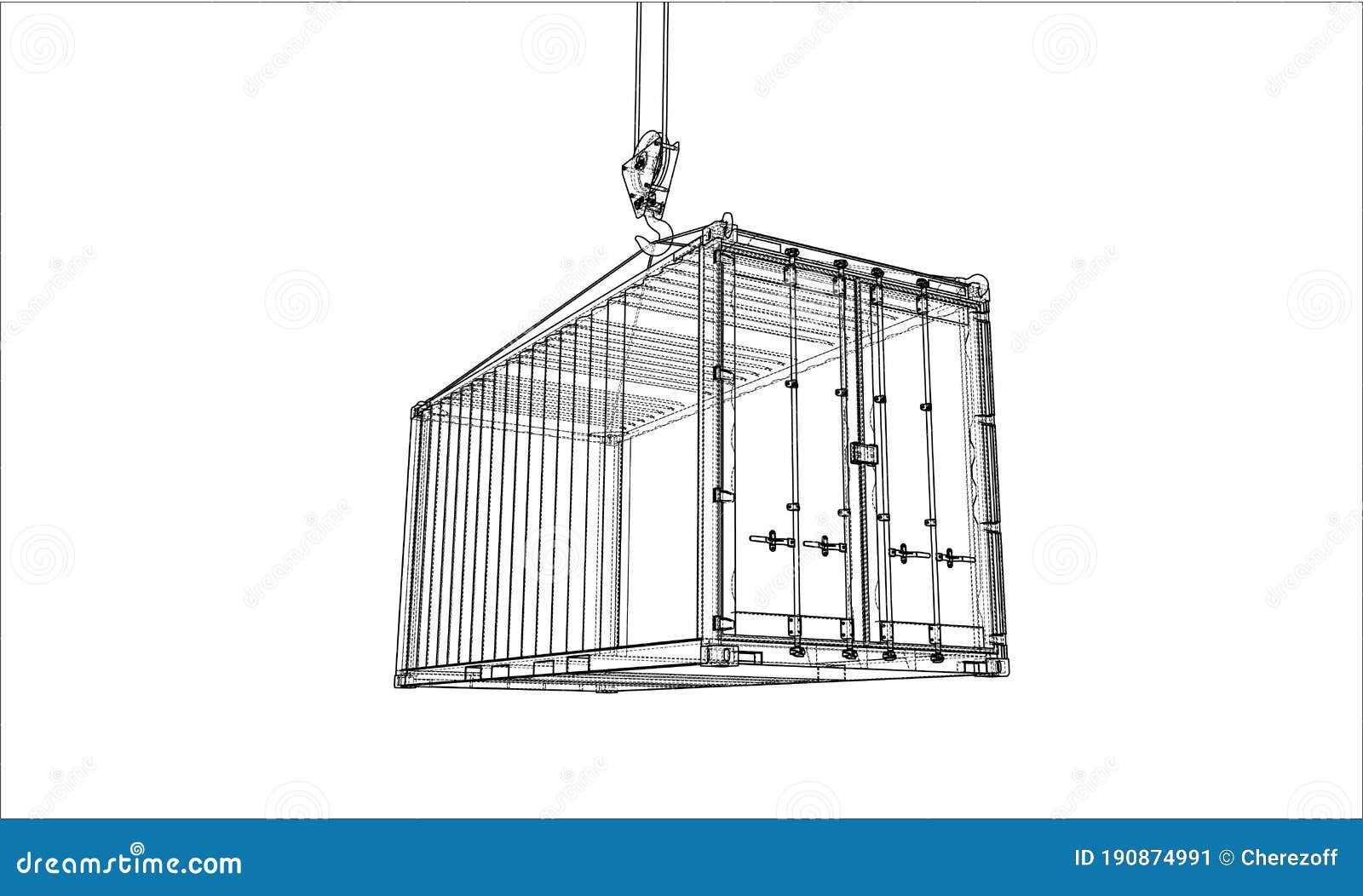 Cargo Container. Wire-frame Style Stock Illustration - Illustration of ...