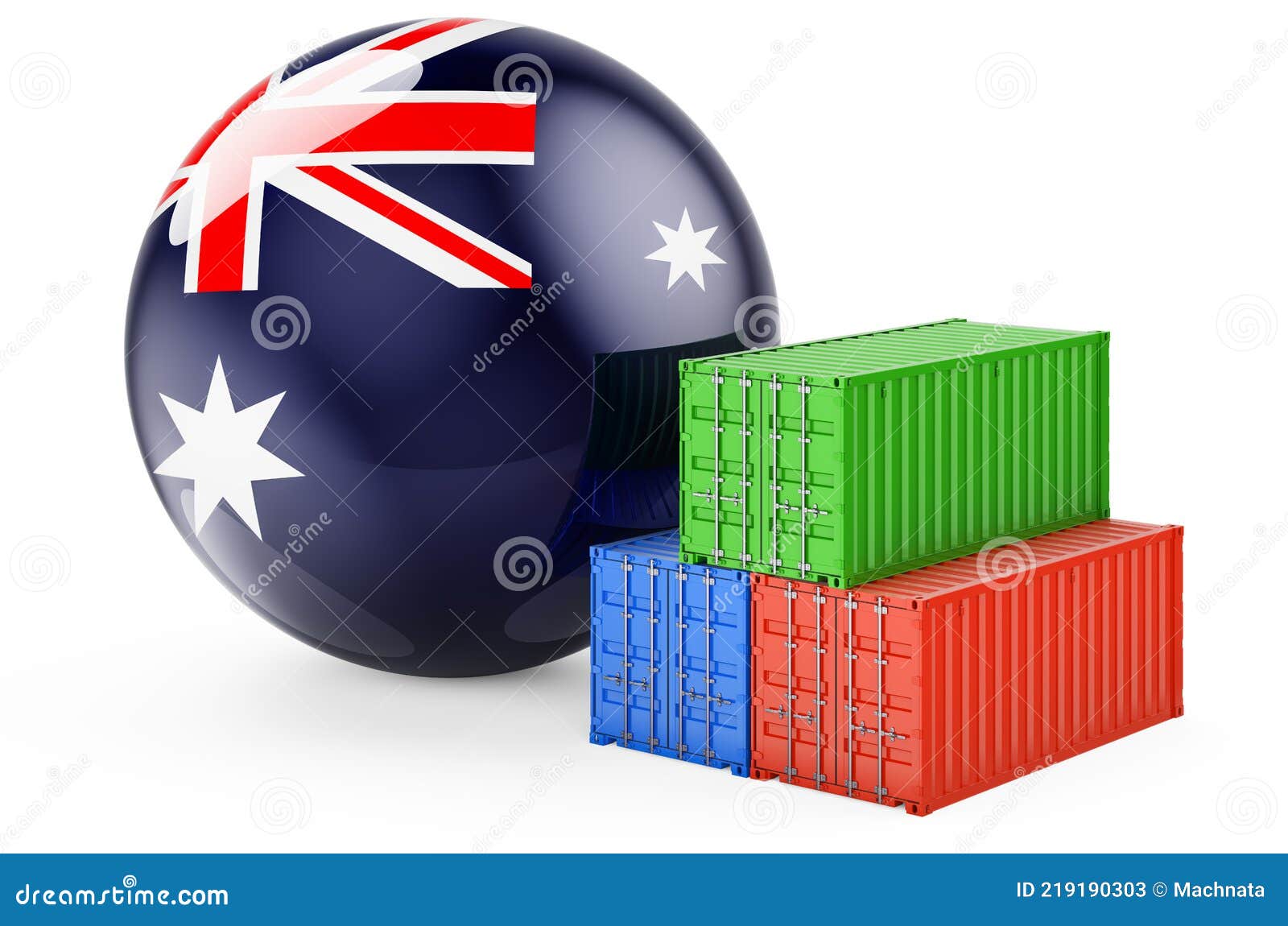 Cargo Containers with Australian Flag. Freight Shipping in Australia ...