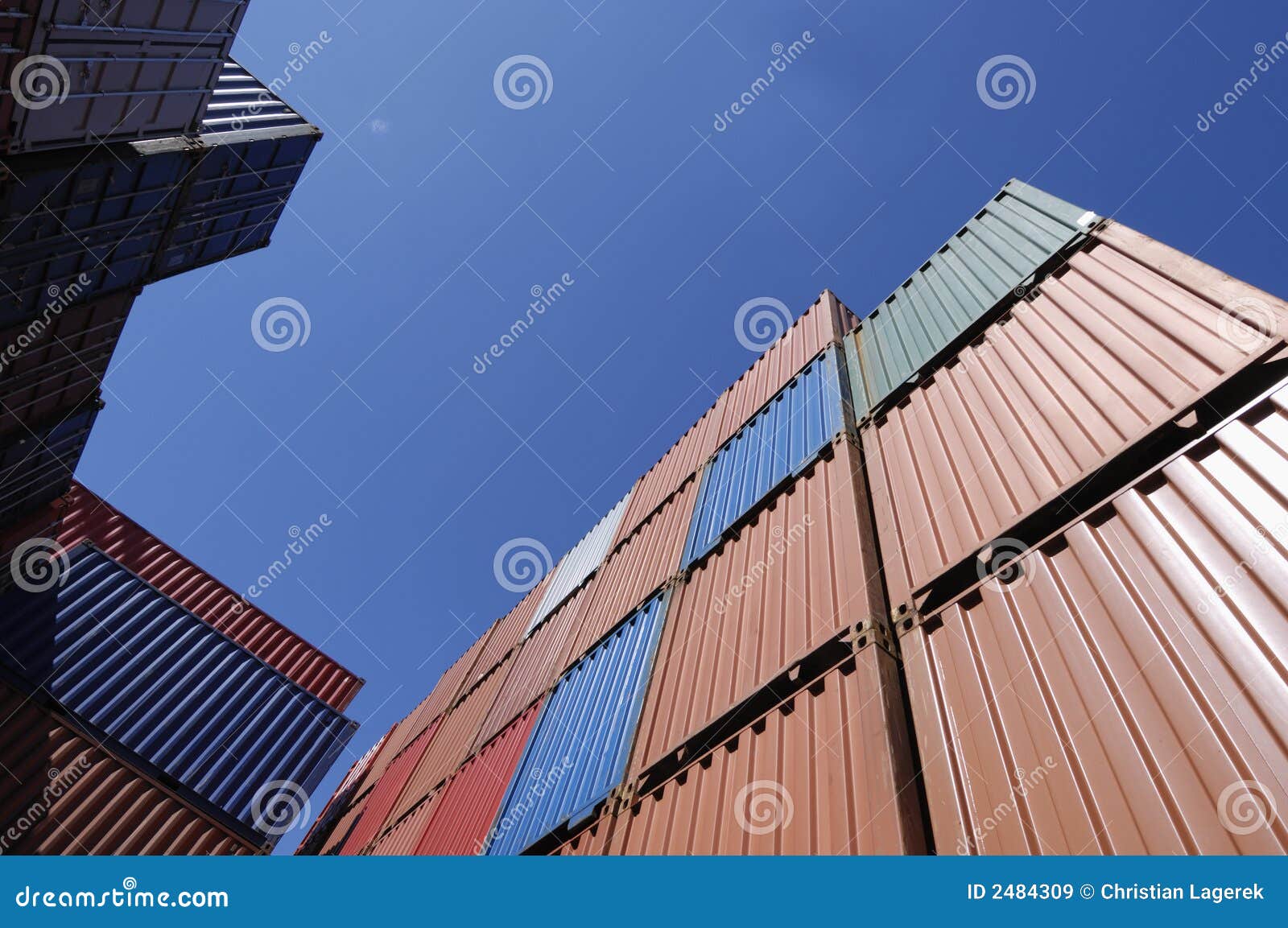 Cargo Containers and Blue Sky Stock Image - Image of dock ...