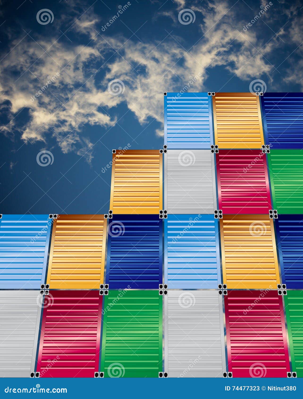 Cargo Containers and Blue Sky Background Stock Illustration ...
