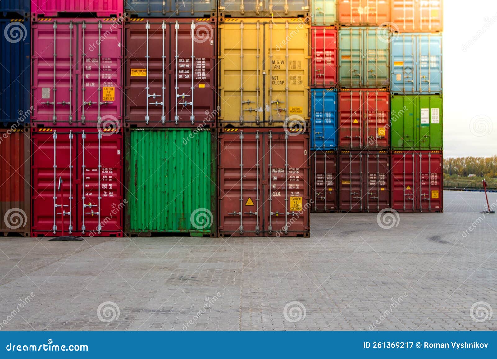 Cargo Containers. Cargo Container Yard Stock Image - Image of metal ...