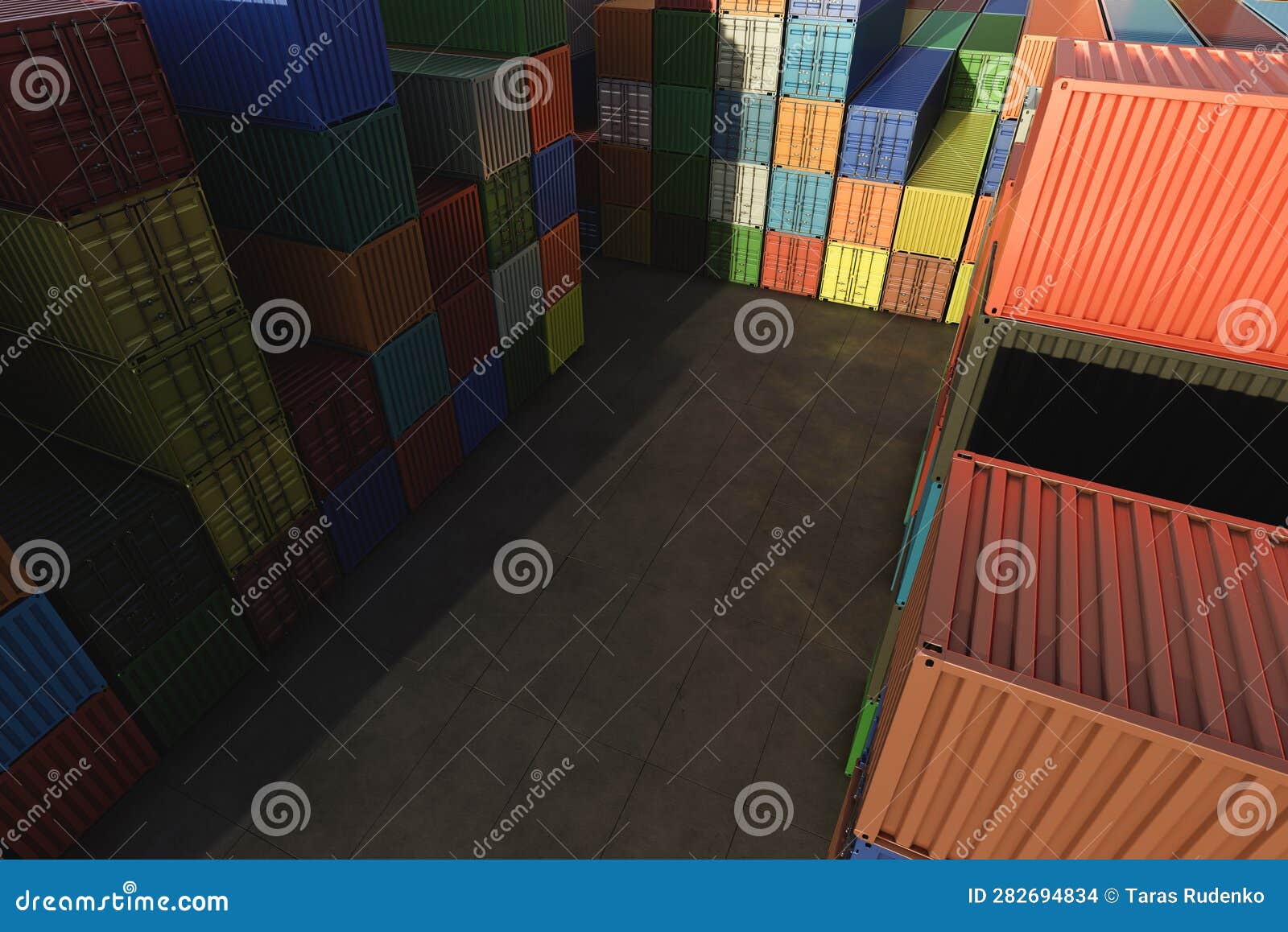 Cargo Containers of Different Colors for Logistics Stock Illustration ...