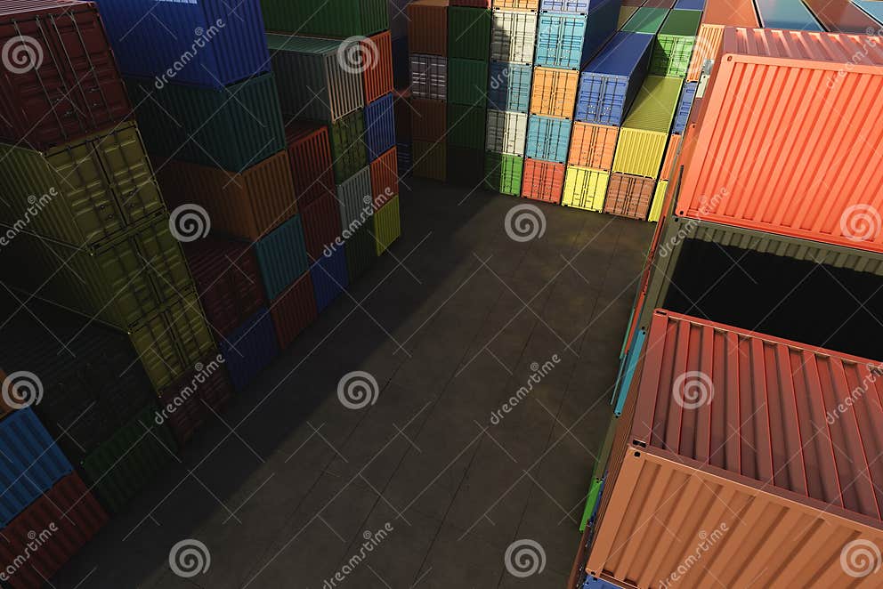 Cargo Containers of Different Colors for Logistics Stock Illustration ...