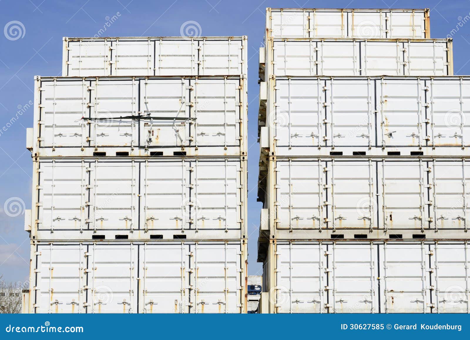Cargo Containers on Dockside Stock Image - Image of harbor, shipping ...