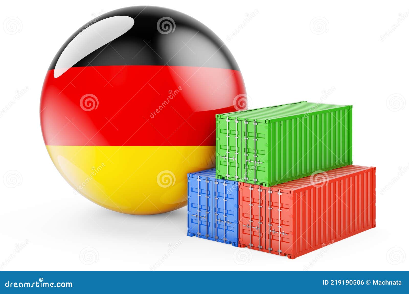 Cargo Containers with German Flag. Freight Shipping in Germany, 3D ...