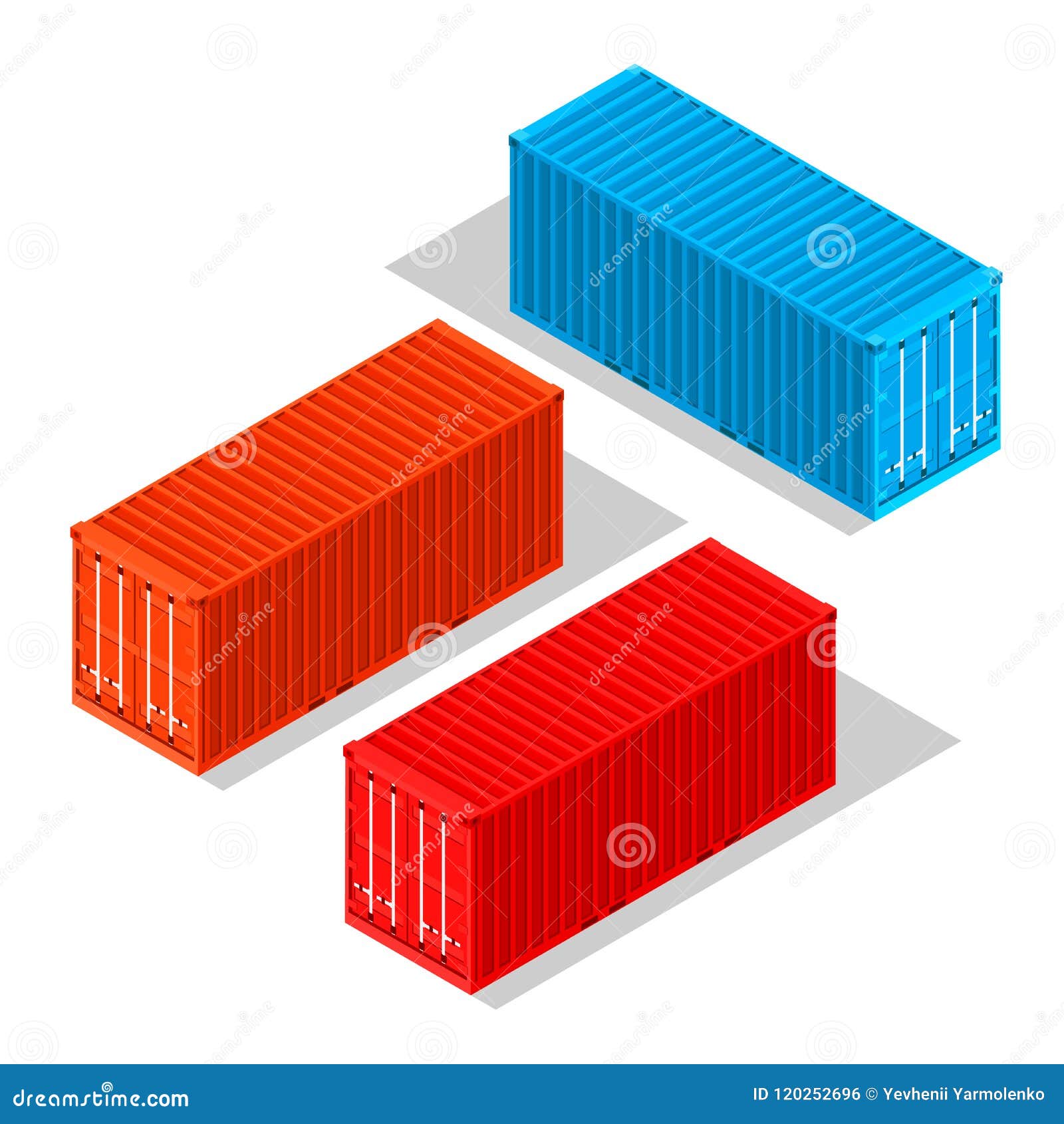 Cargo Containers Isolated on White Background. Isometric Illustration ...