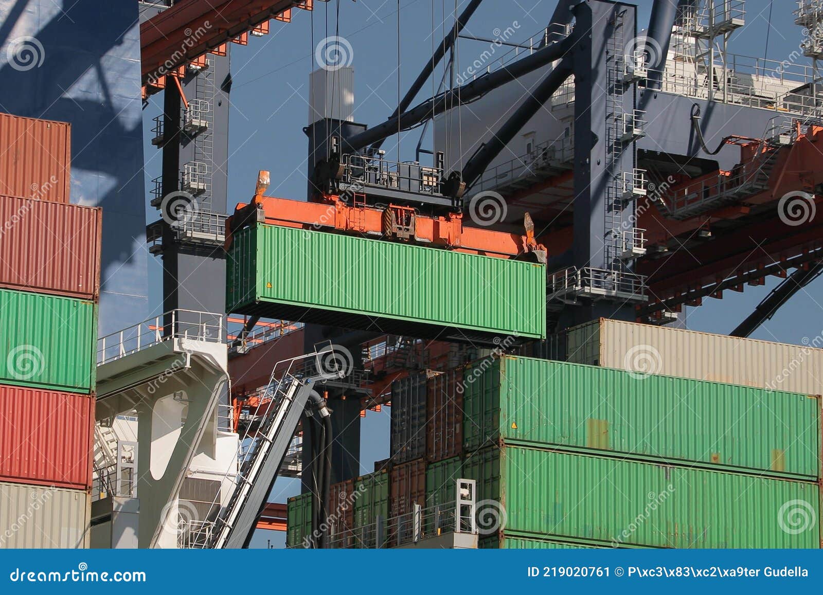 Loading Containers on a Ship Stock Image - Image of shipment, port ...